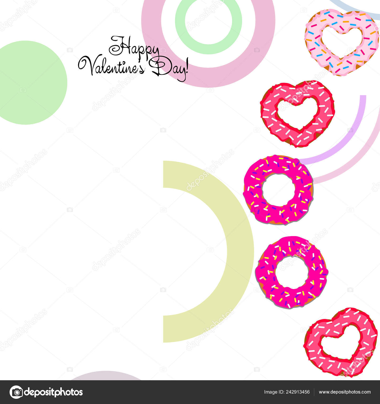 Valentine's Day Heart Donut Greeting Card Vector Background Stock ...