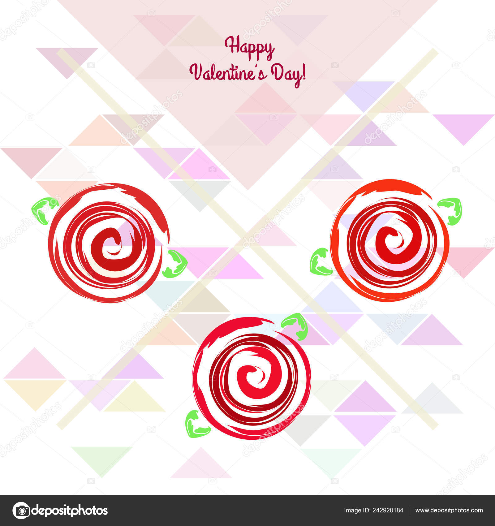 Valentine's Day Rose Flower Greeting Card Vector Background Stock ...