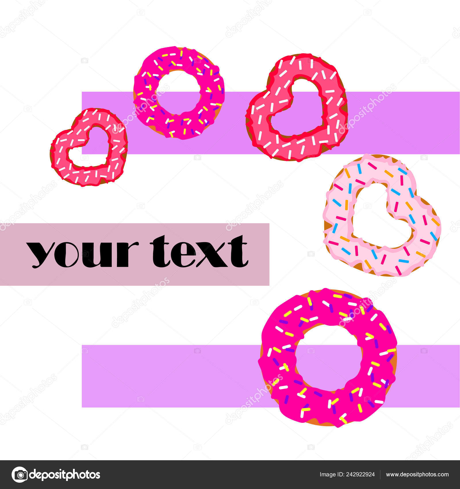 Valentine's Day Heart Donut Greeting Card Vector Background Stock ...