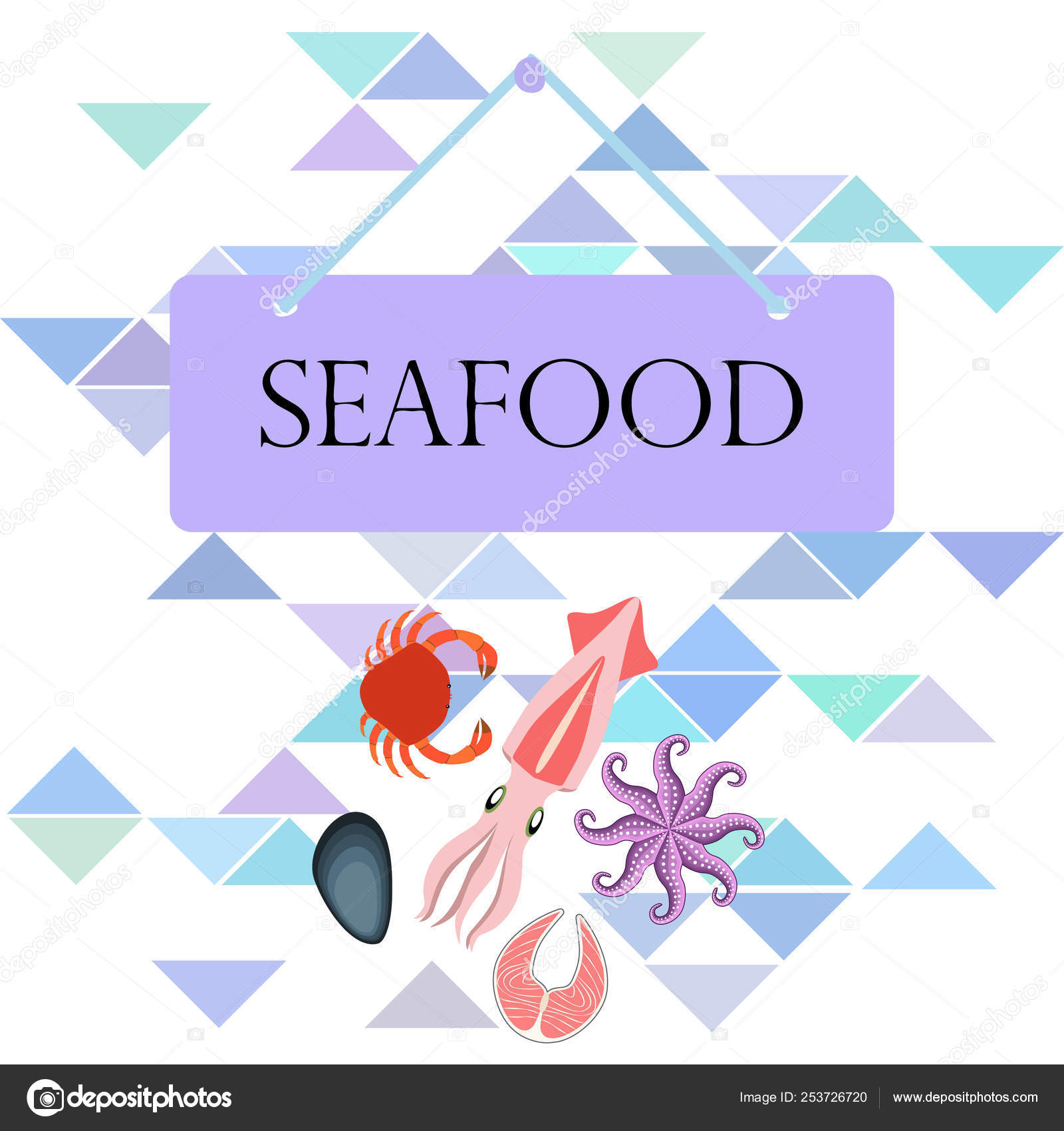 Seafood Background Copy Space Vector Illustration Stock Vector by ...
