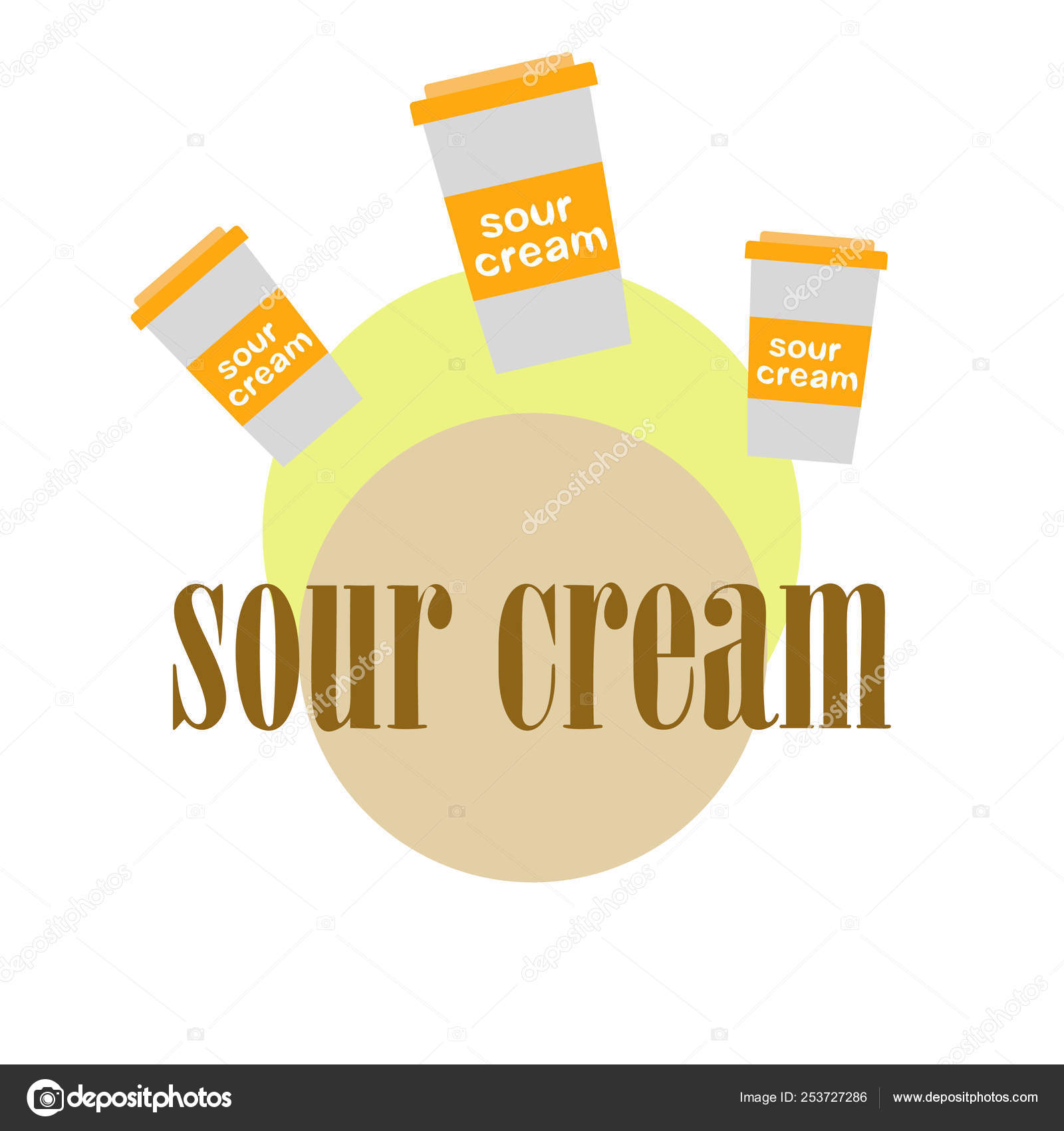 Sour cream. Vector illustration of dairy product. Stock Vector Image by ...
