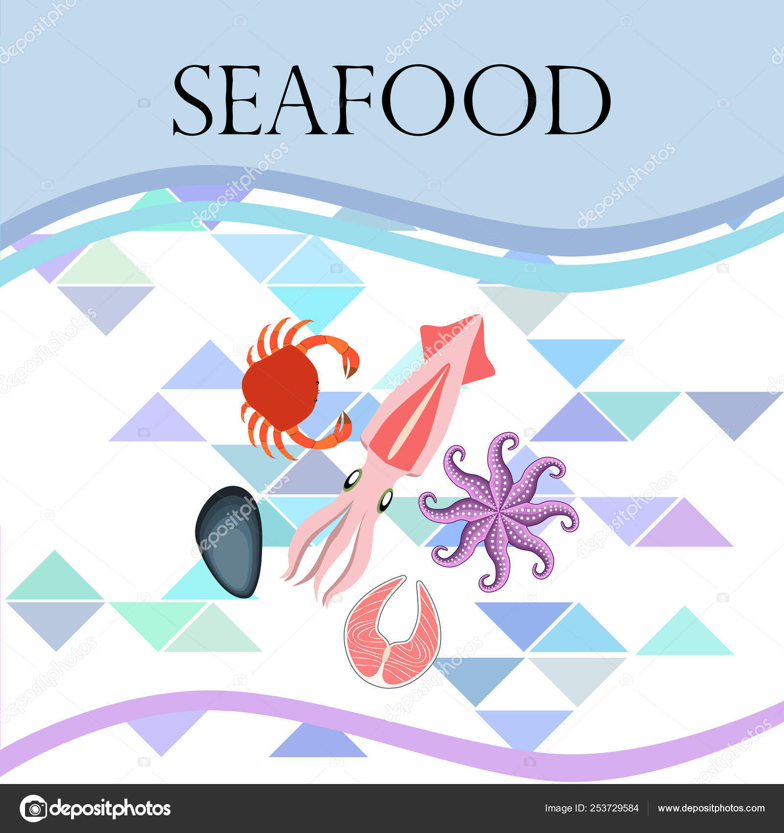 Seafood Background Copy Space Vector Illustration Stock Vector Image by ...