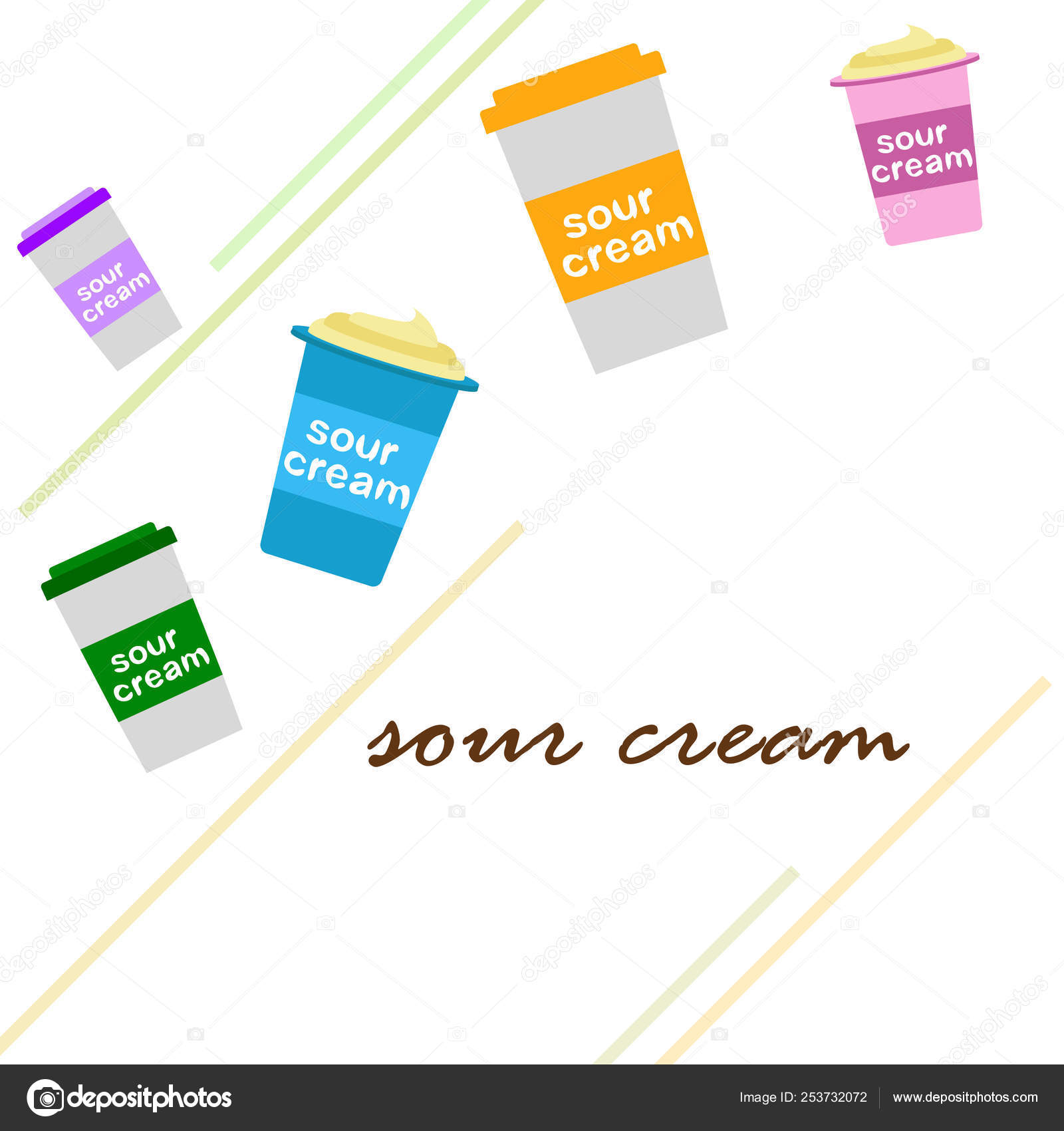 Sour cream. Vector illustration of dairy product. Stock Vector Image by ...