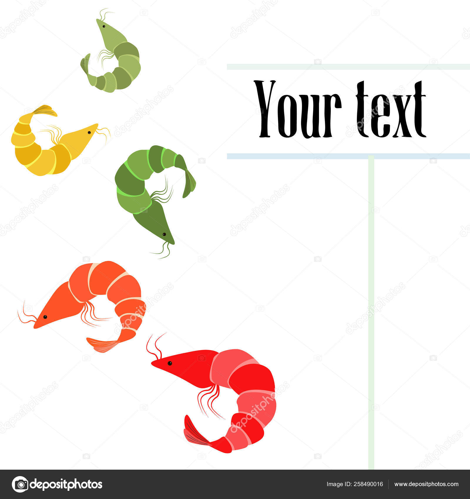 Shrimp fresh seafood. Vector backgroung. Food and restaurant design ...