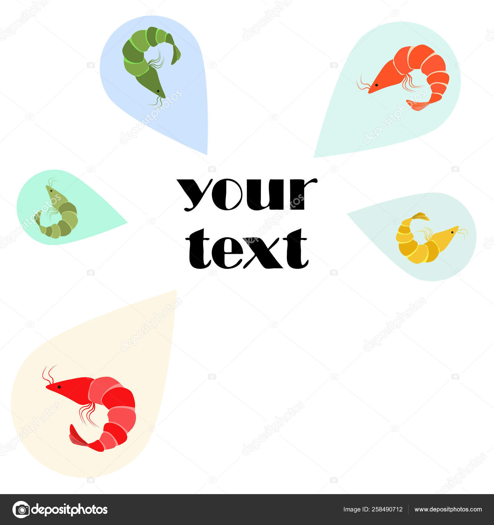 Shrimp fresh seafood. Vector backgroung. Food and restaurant design ...