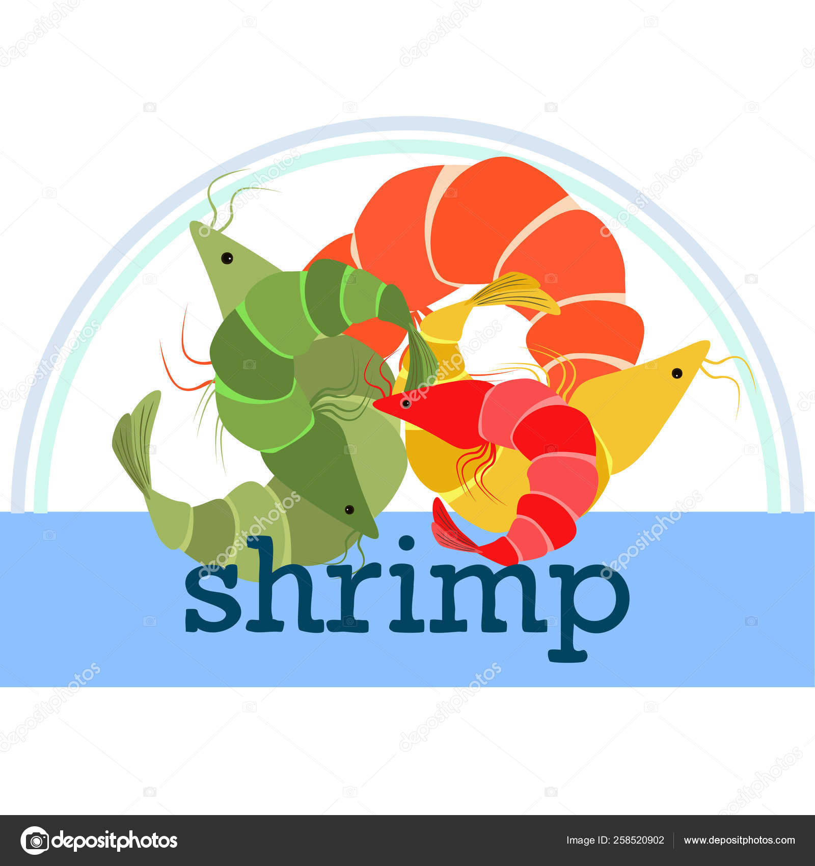 Shrimp fresh seafood. Vector backgroung. Food and restaurant design ...