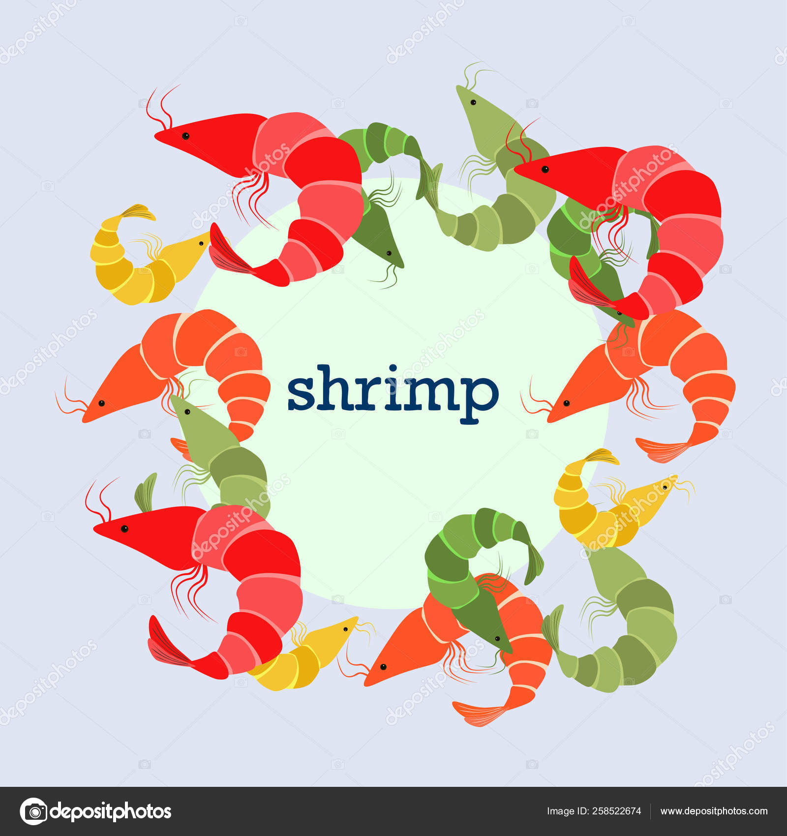 Shrimp fresh seafood. Vector backgroung. Food and restaurant design ...
