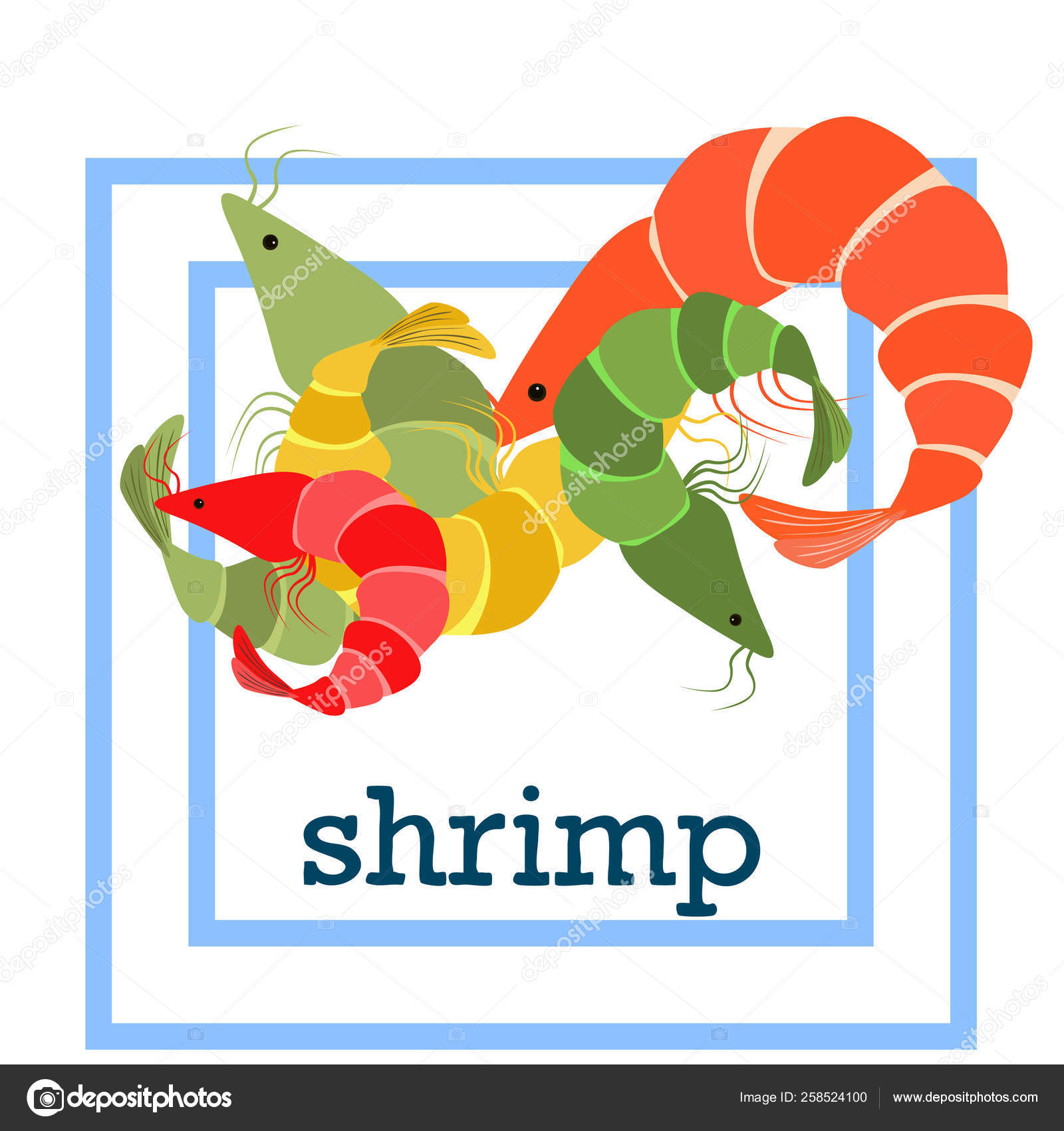 Shrimp fresh seafood. Vector backgroung. Food and restaurant design ...