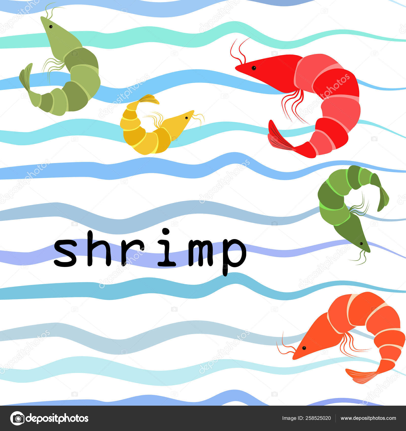 Shrimp fresh seafood. Vector backgroung. Food and restaurant design ...
