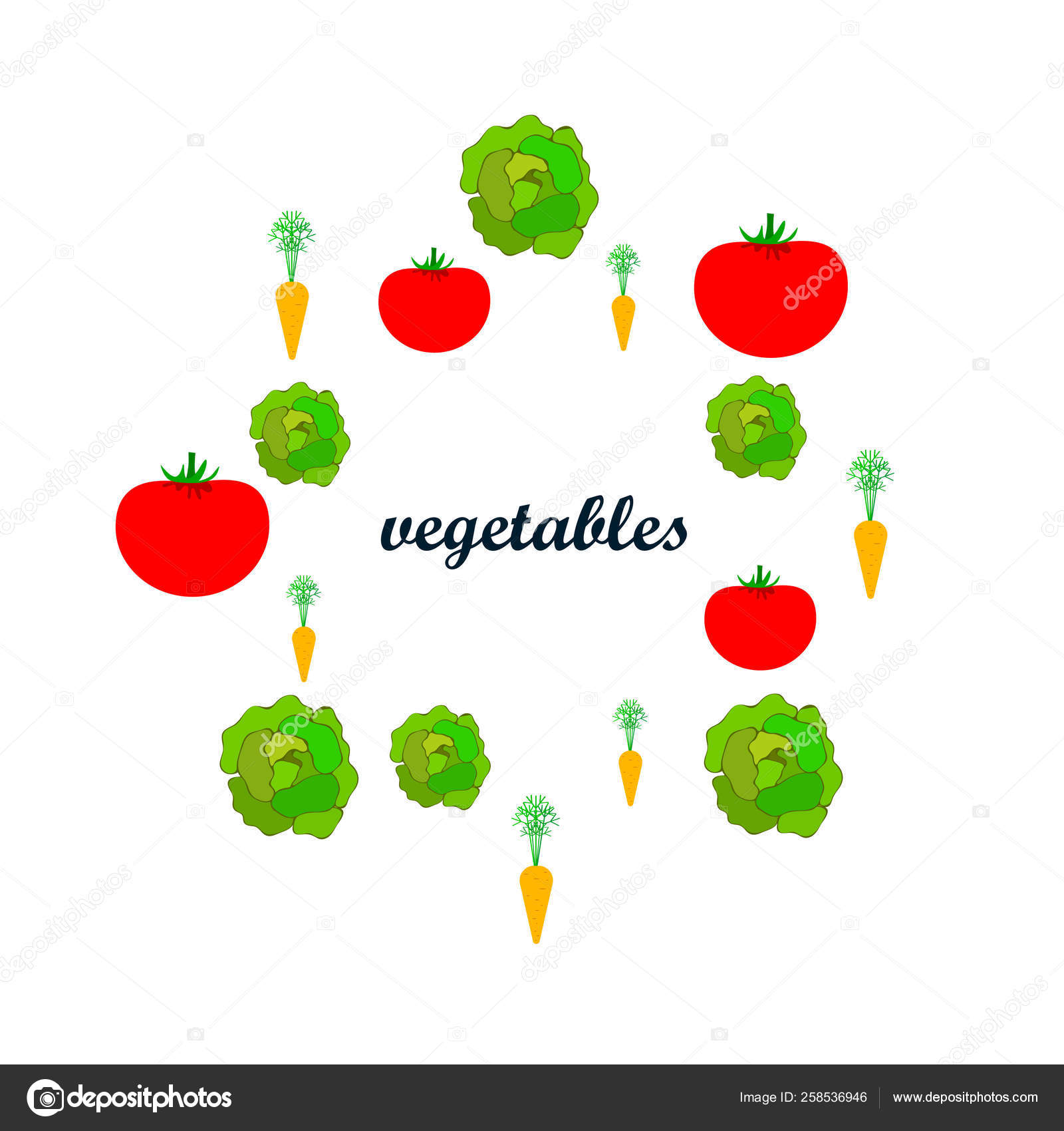 Simple Illustration Different Vegetables Lettering Vector Stock Vector ...