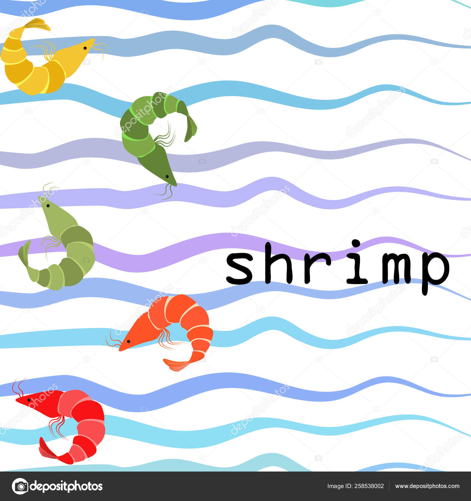 Shrimp fresh seafood. Vector backgroung. Food and restaurant design ...