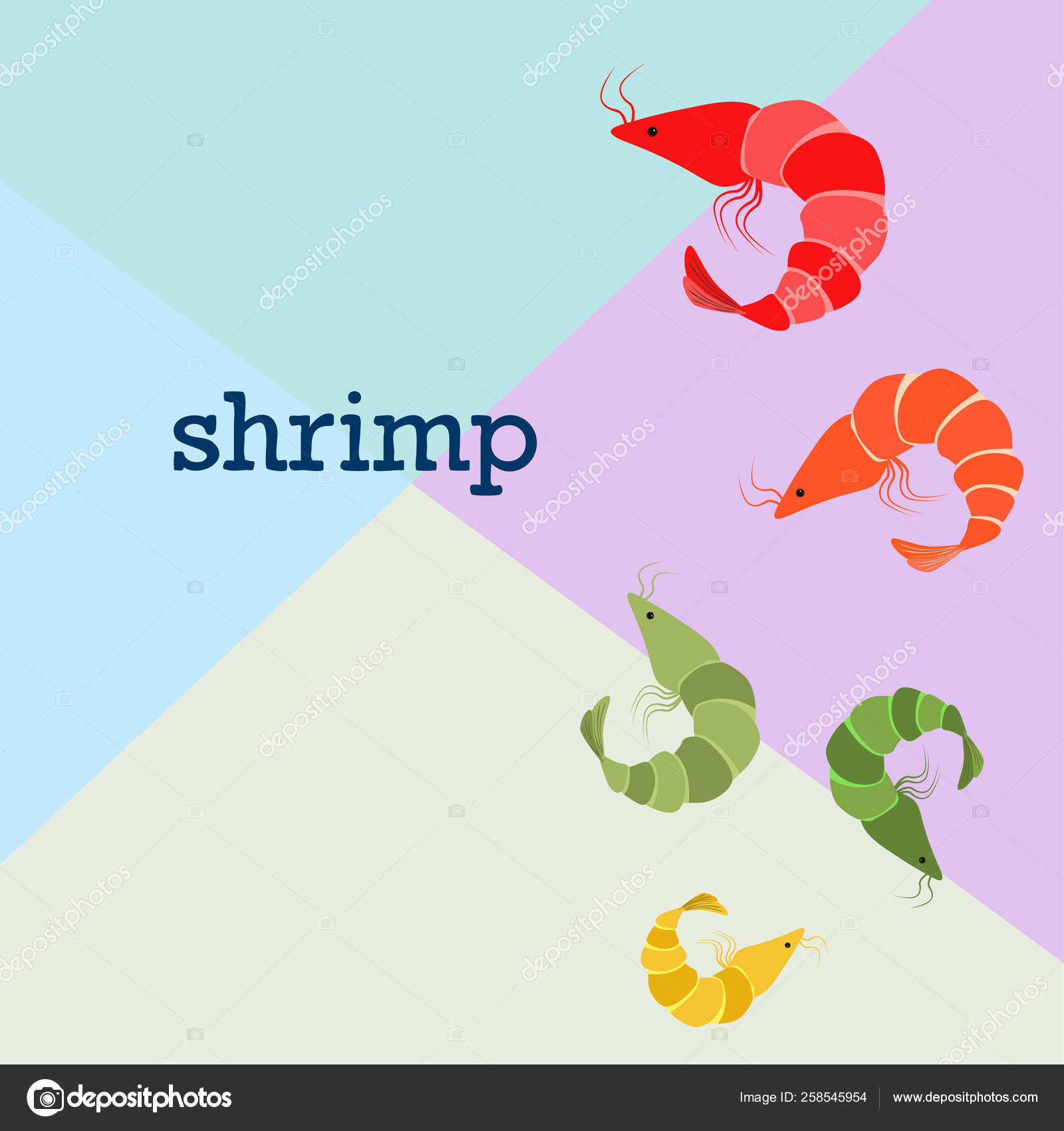 Shrimp fresh seafood. Vector backgroung. Food and restaurant design ...