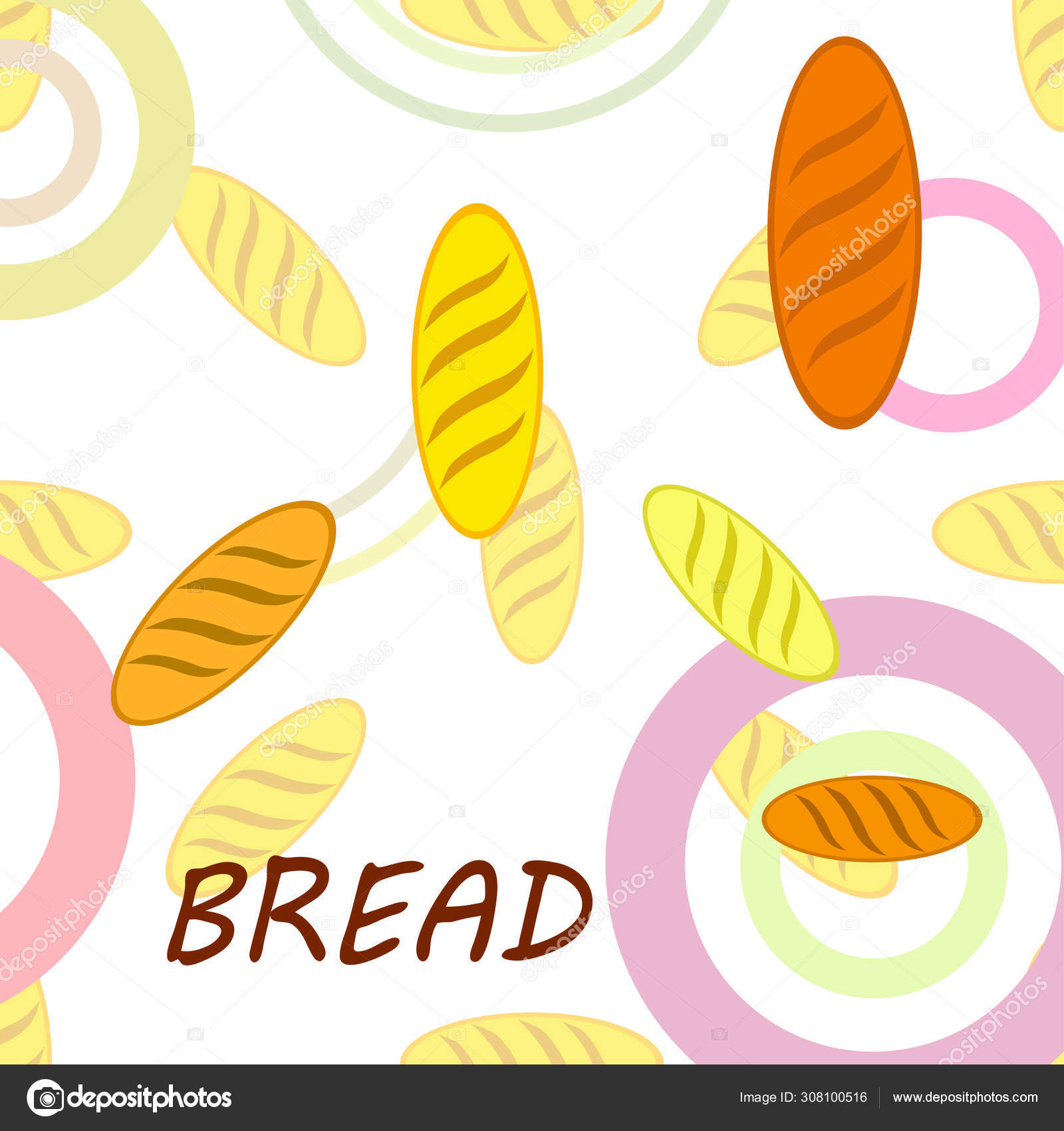 Bakery background. Line graphics. The collection of bread. Bread House ...