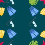 Vector Set Underwater Sea Design Elements Diving Top View Stock Vector ...