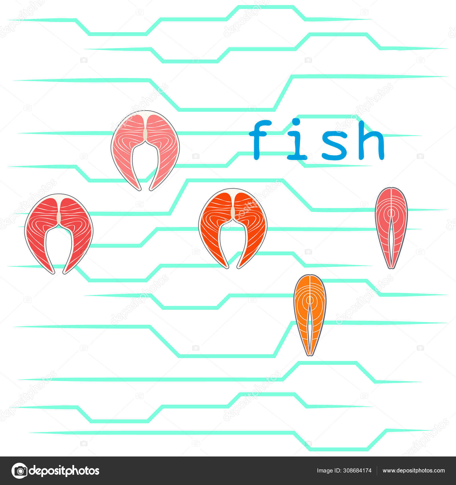 Fish, seafood. Vector seafood. Food and restaurant design. Stock Vector ...