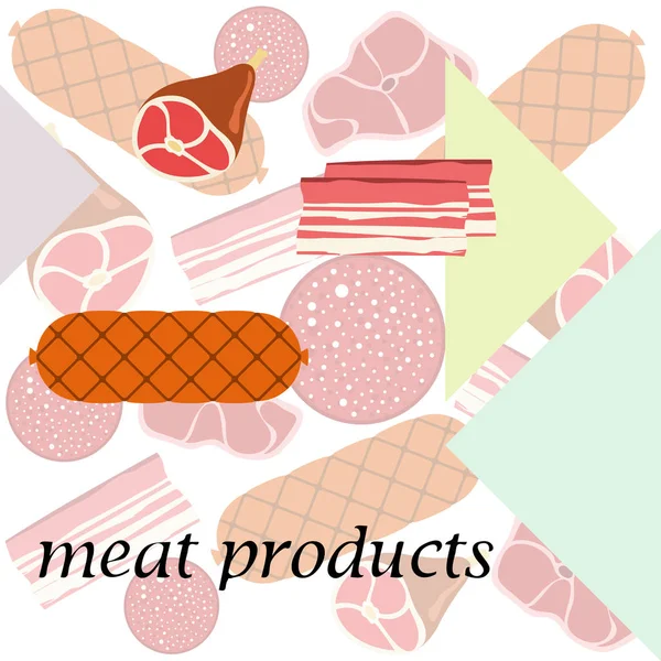Sausage Steak Whole Foot Bacon Fresh Meat Image Farm Shop Stock Vector ...