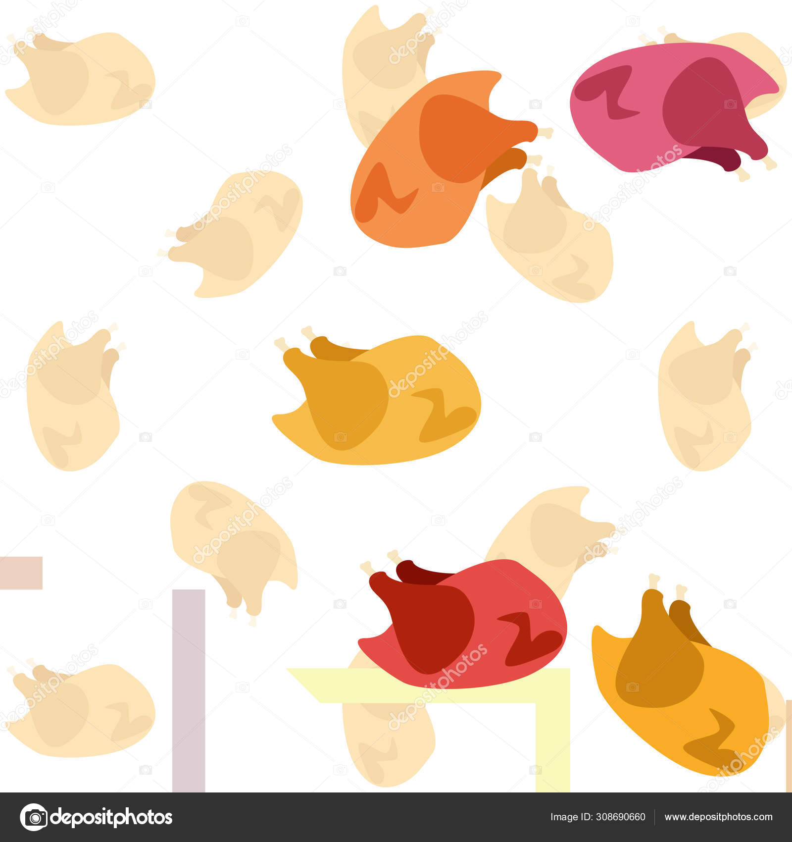 Daging ayam, kartun, gambar vektor, latar belakang makanan . Vektor ...