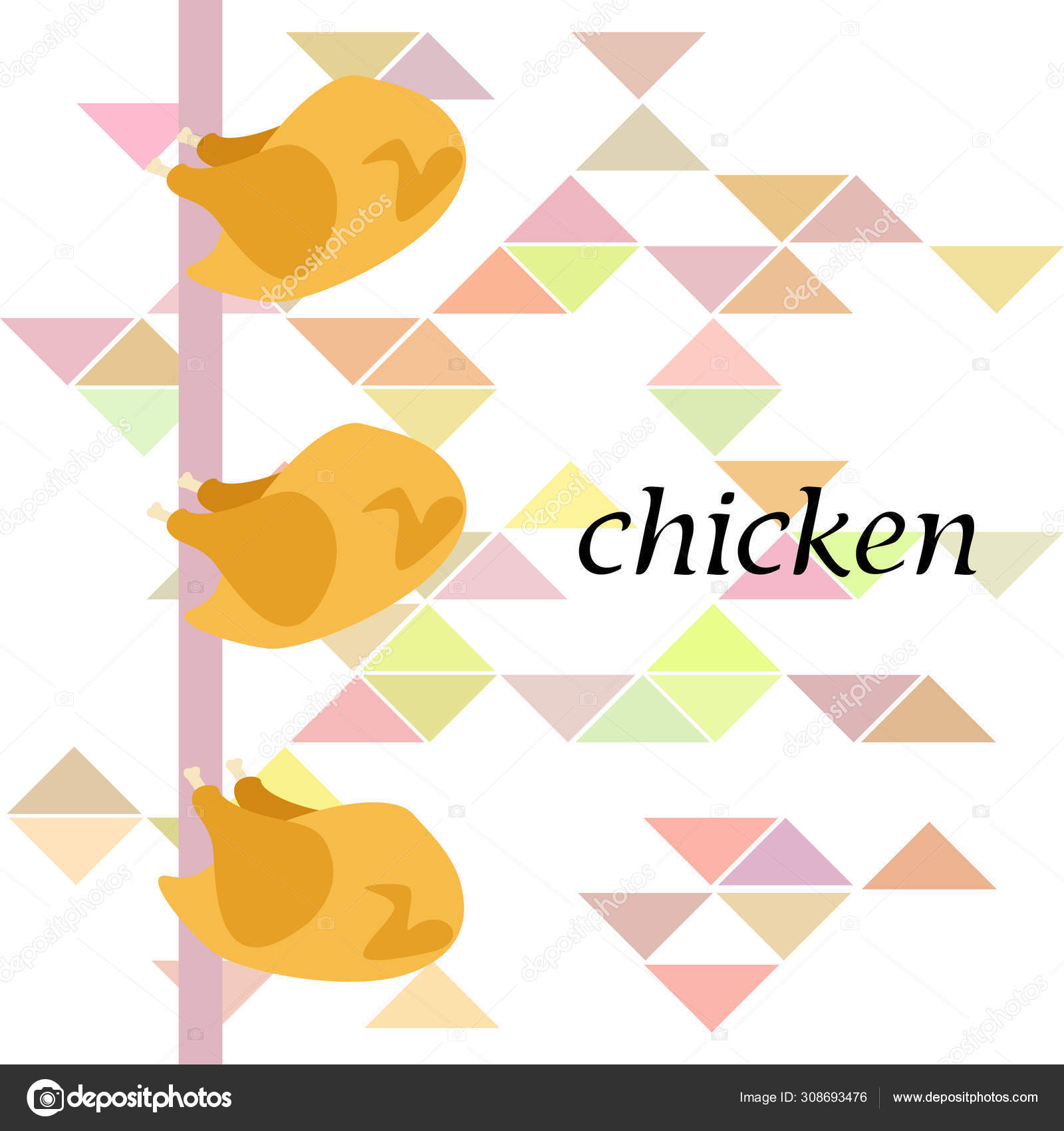 Daging ayam, kartun, gambar vektor, latar belakang makanan . Vektor ...