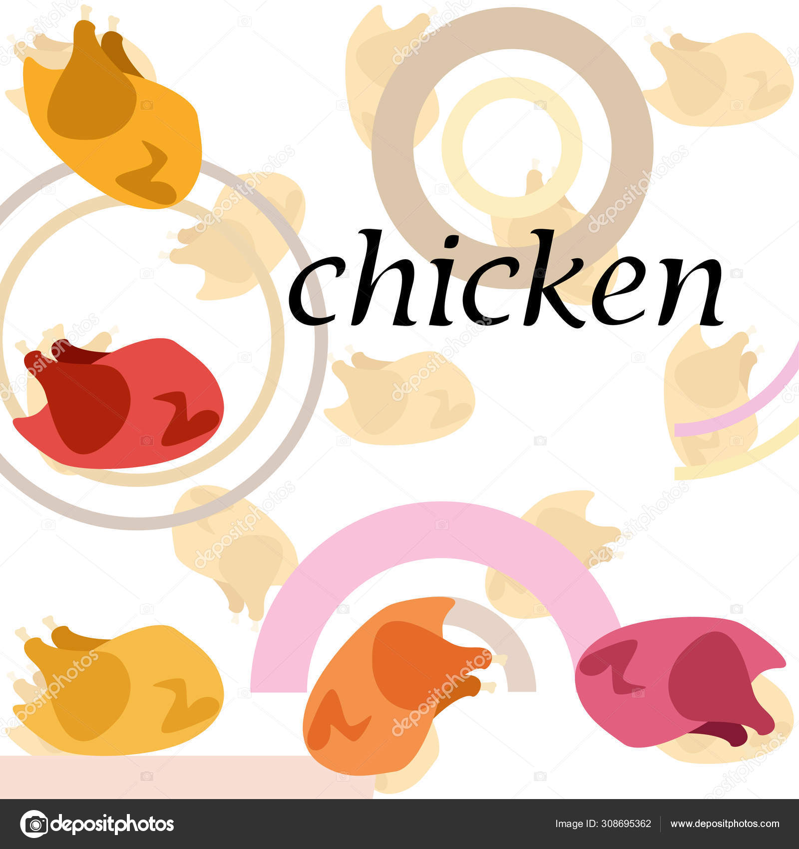 Chicken meat, cartoon, vector illustration, food background. Stock ...