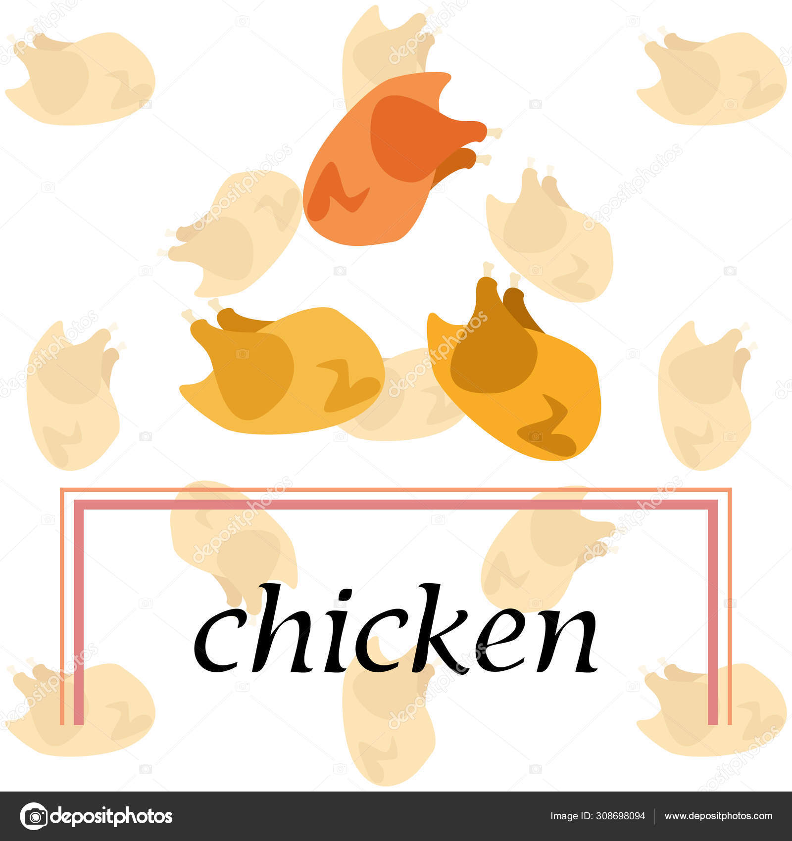 Chicken meat, cartoon, vector illustration, food background. Stock ...