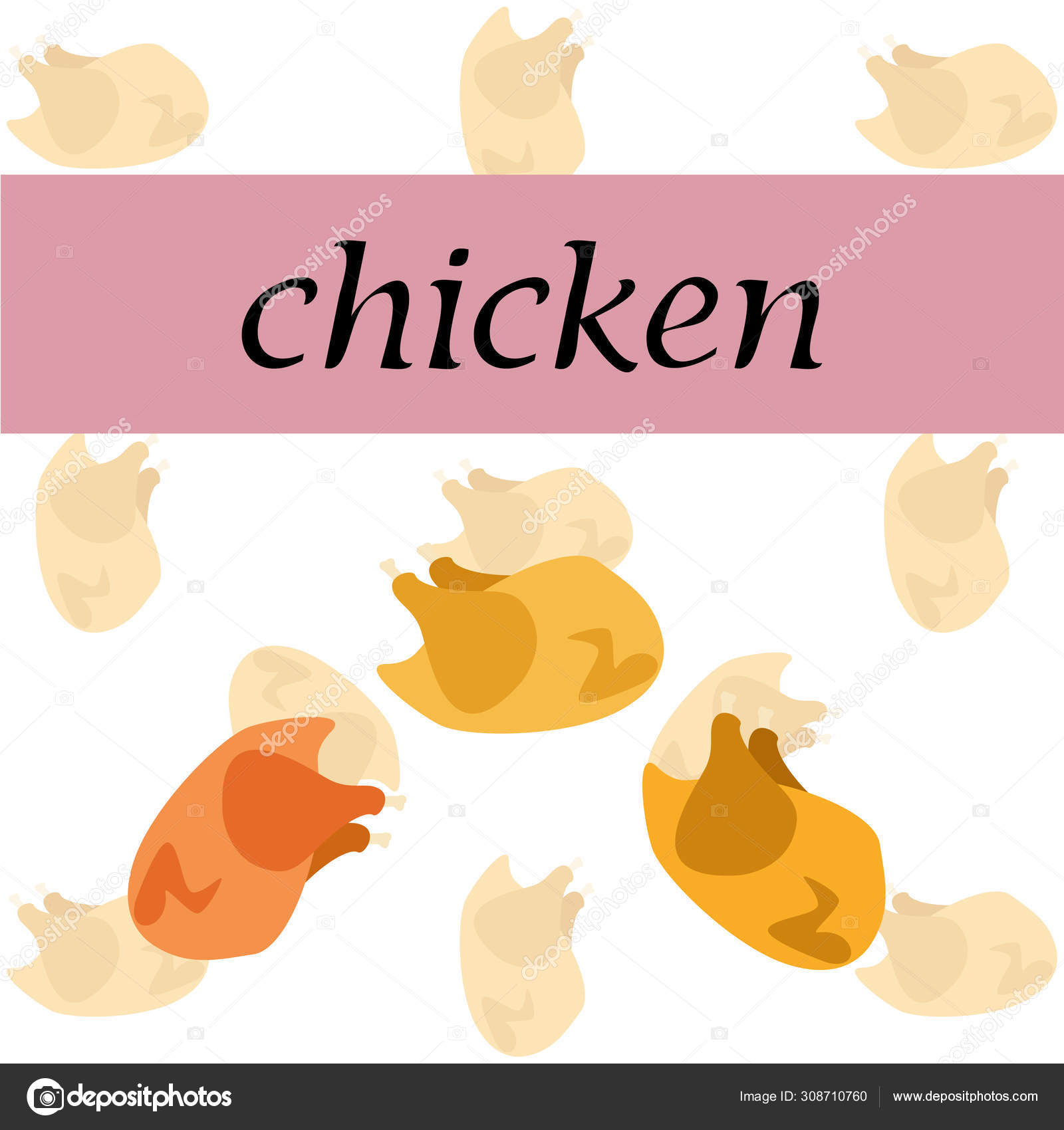 Chicken meat, cartoon, vector illustration, food background. Stock ...