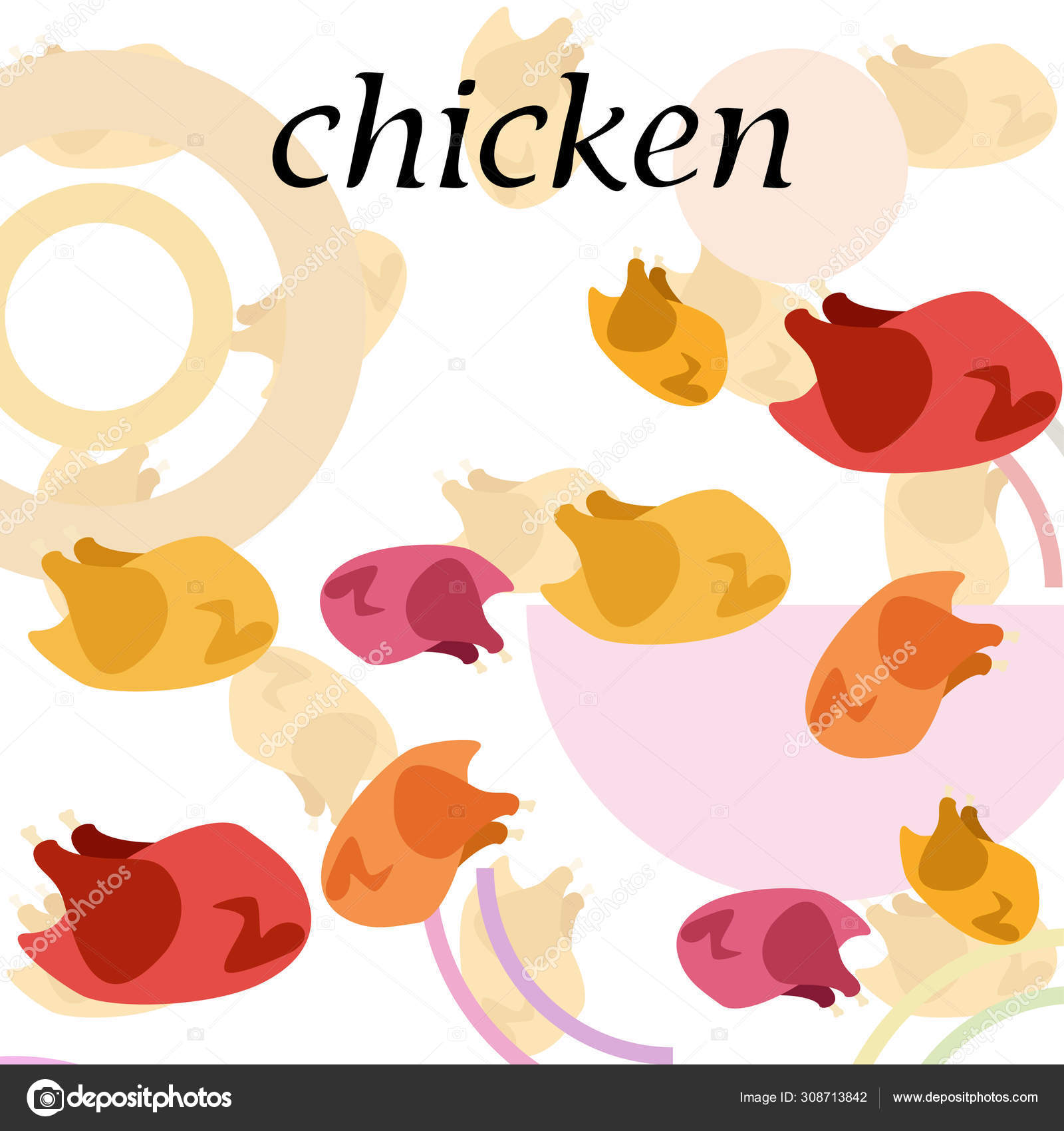 Chicken meat, cartoon, vector illustration, food background. Stock ...