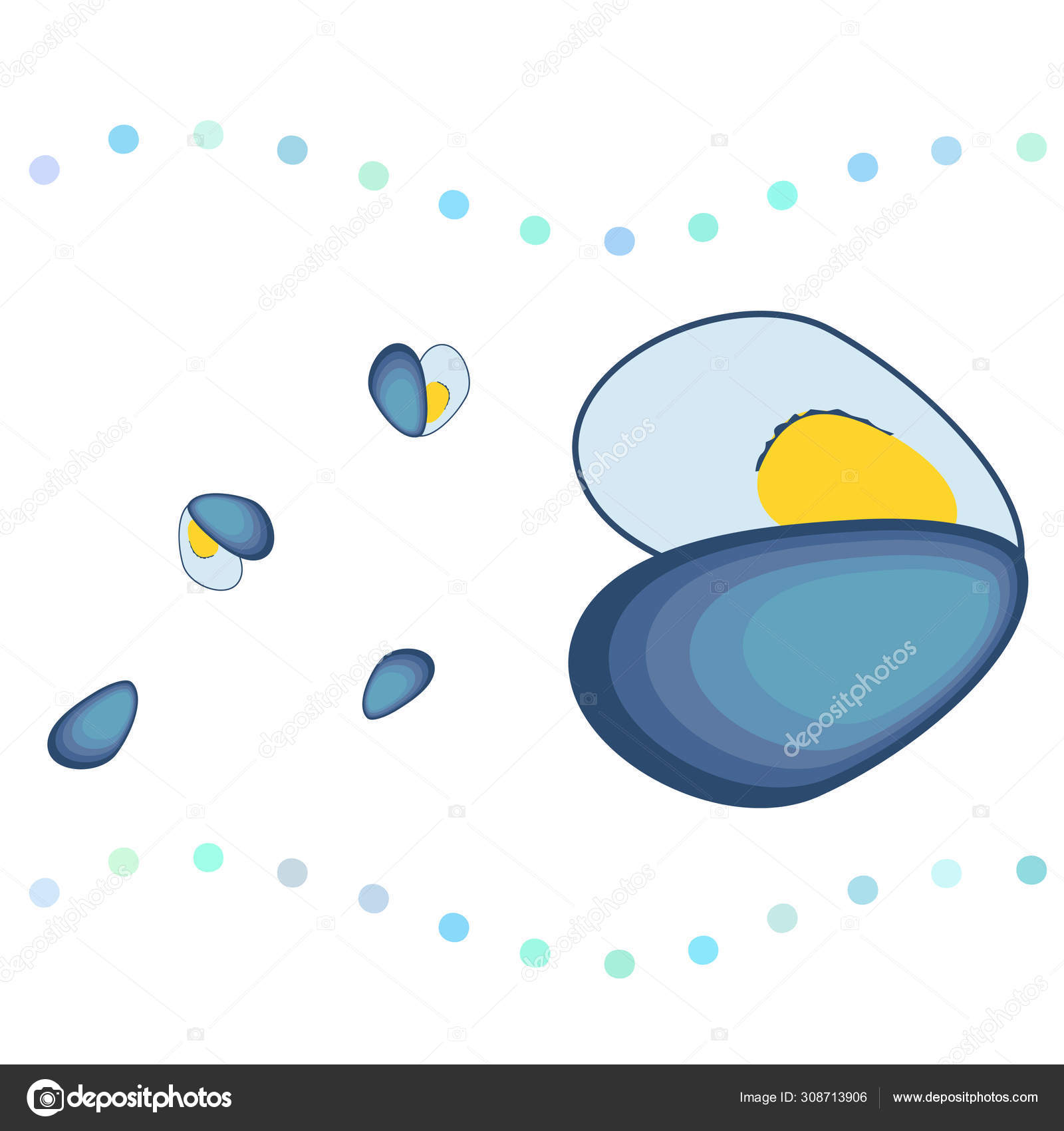 Daging Kerang Seafood Segar Vector Backgroung Desain Makanan Dan ...