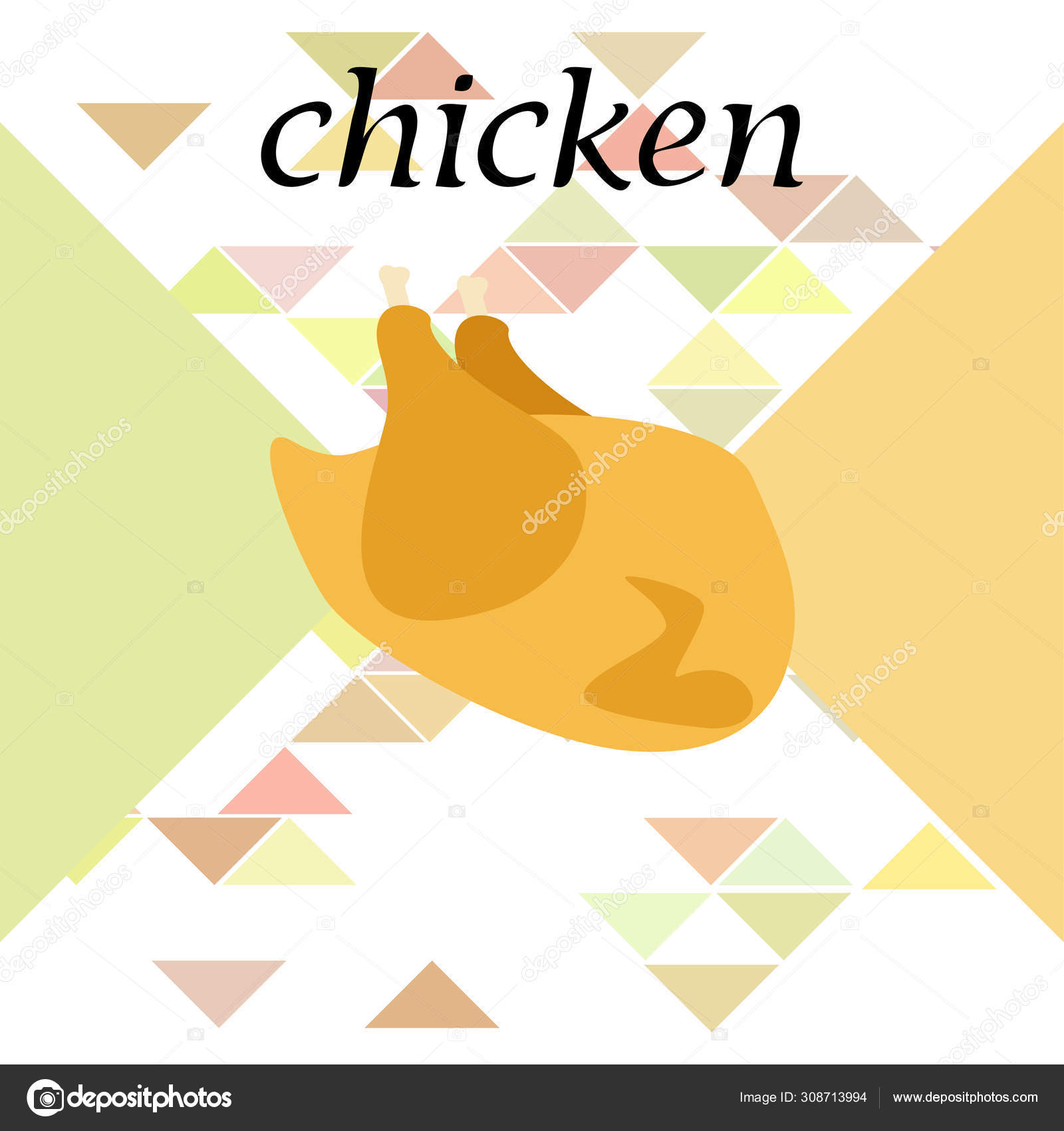 Daging ayam, kartun, gambar vektor, latar belakang makanan . Vektor ...