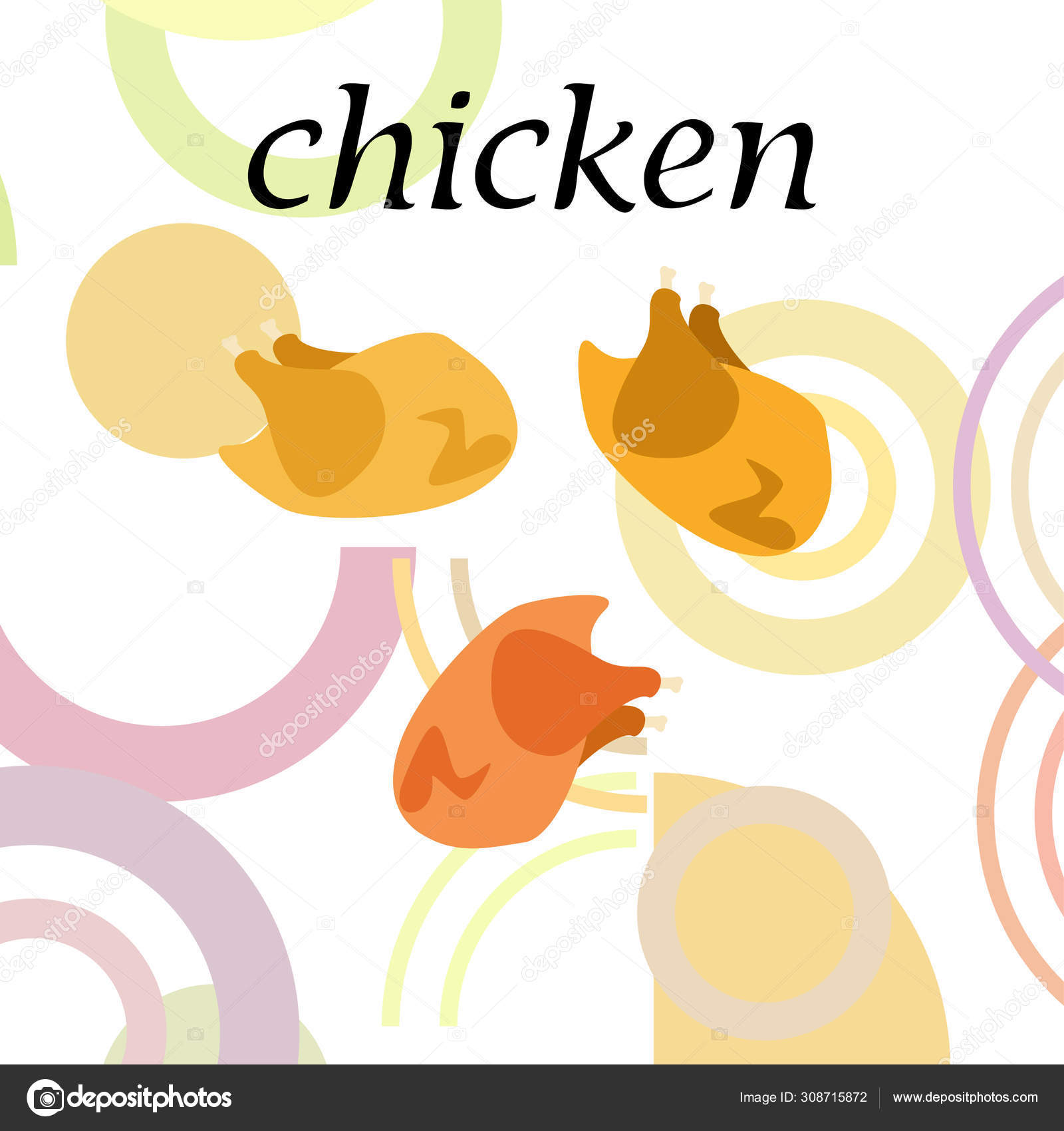 Chicken meat, cartoon, vector illustration, food background. Stock ...