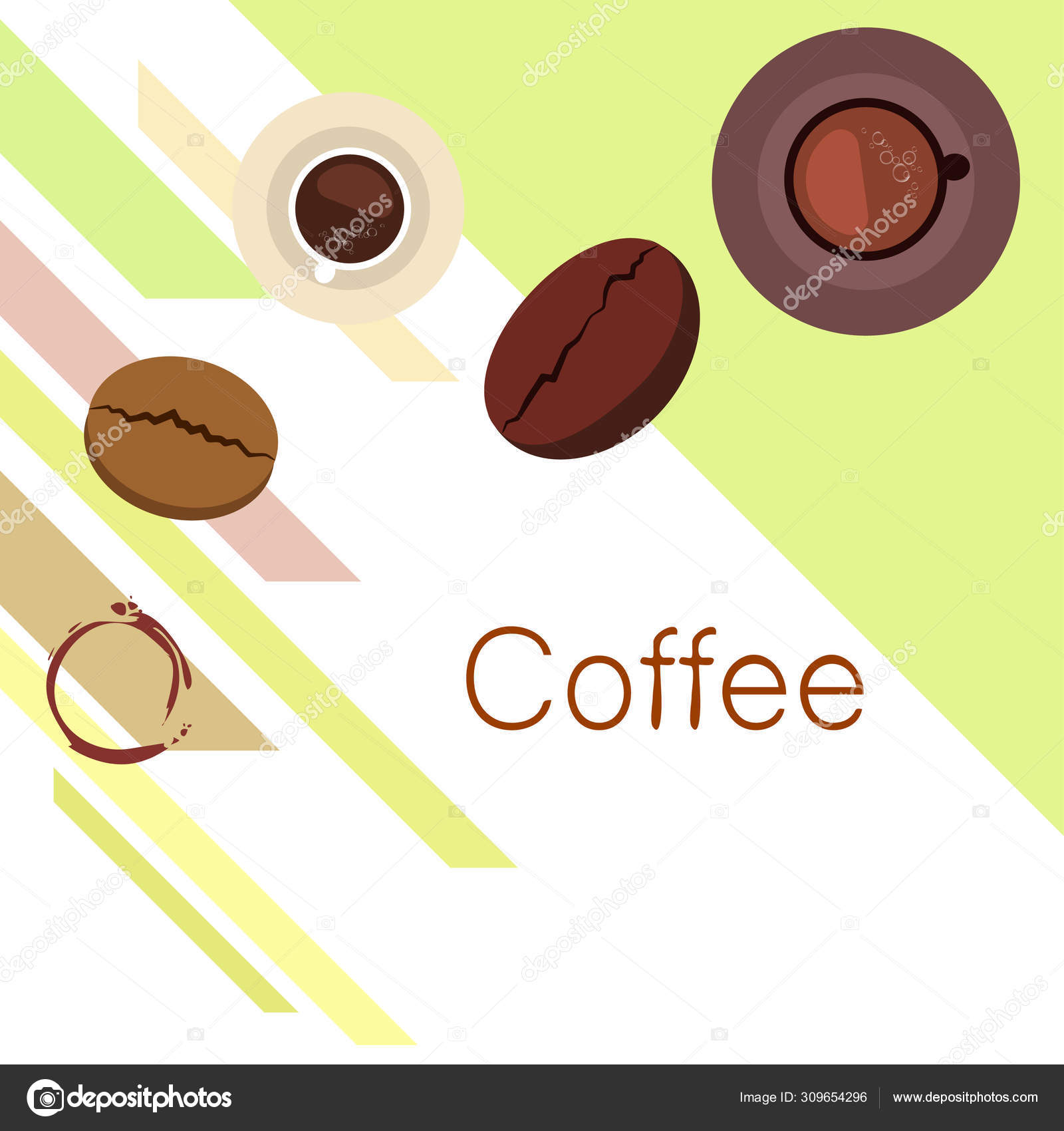Coffee cup, coffee grains, breakfast concept. Drinks menu for ...