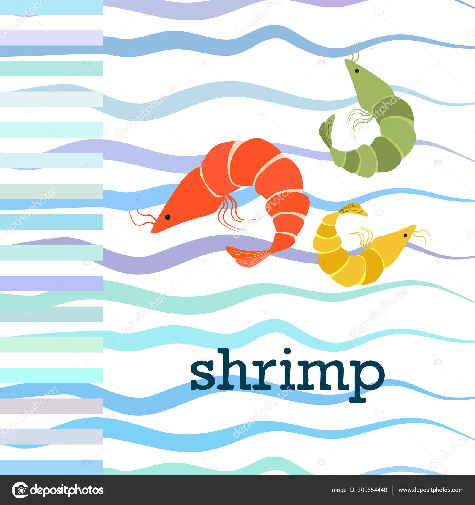 Shrimp fresh seafood. Vector backgroung. Food and restaurant design ...