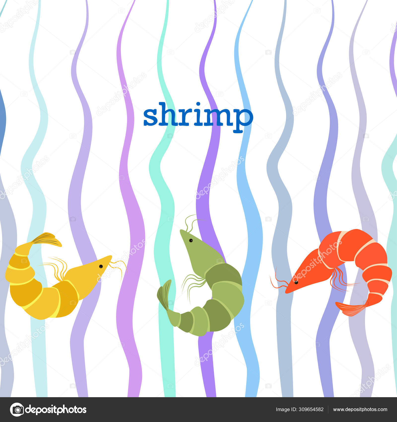Shrimp fresh seafood. Vector backgroung. Food and restaurant design ...