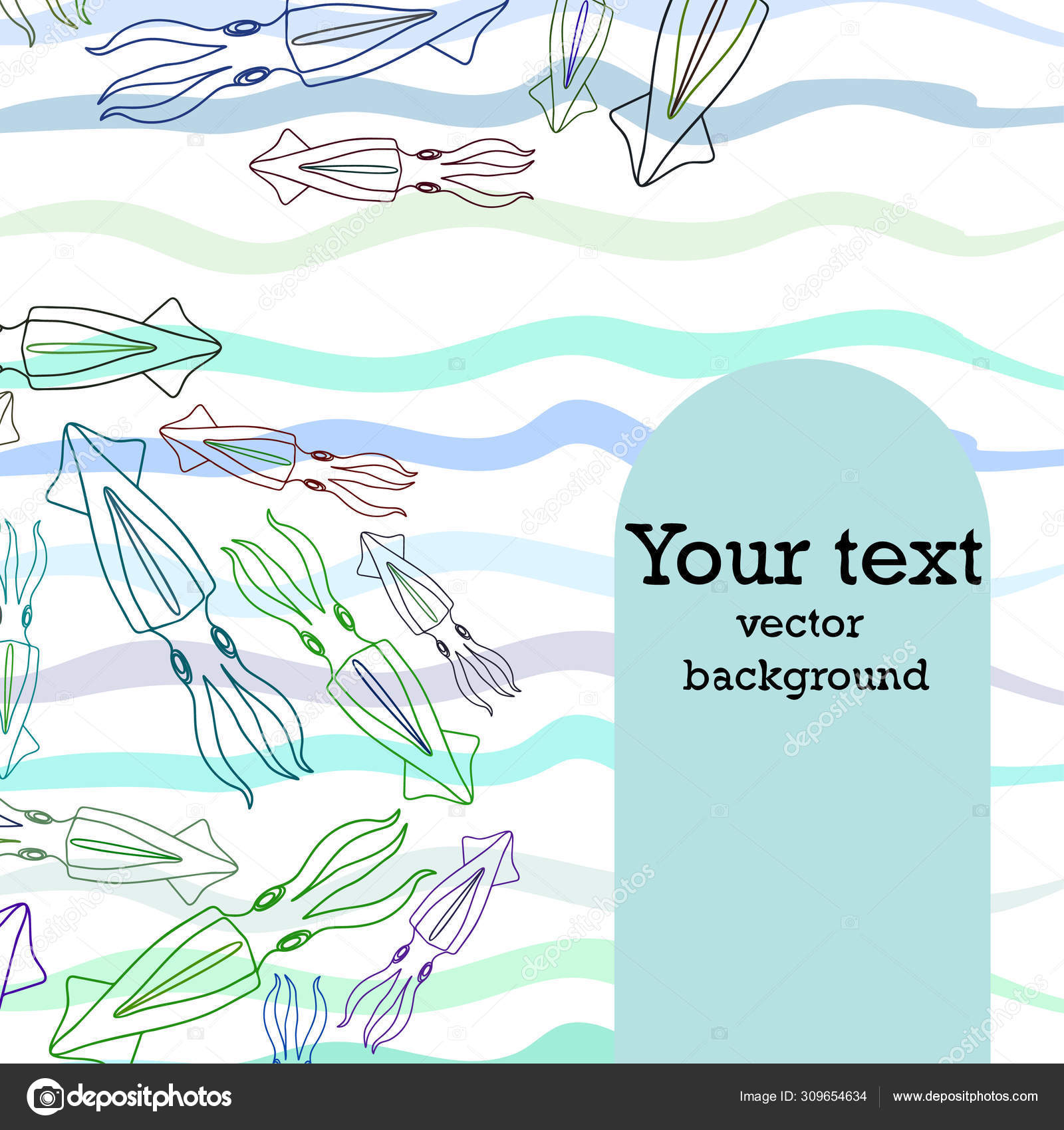 Squid fresh seafood. Vector backgroung. Food and restaurant design ...