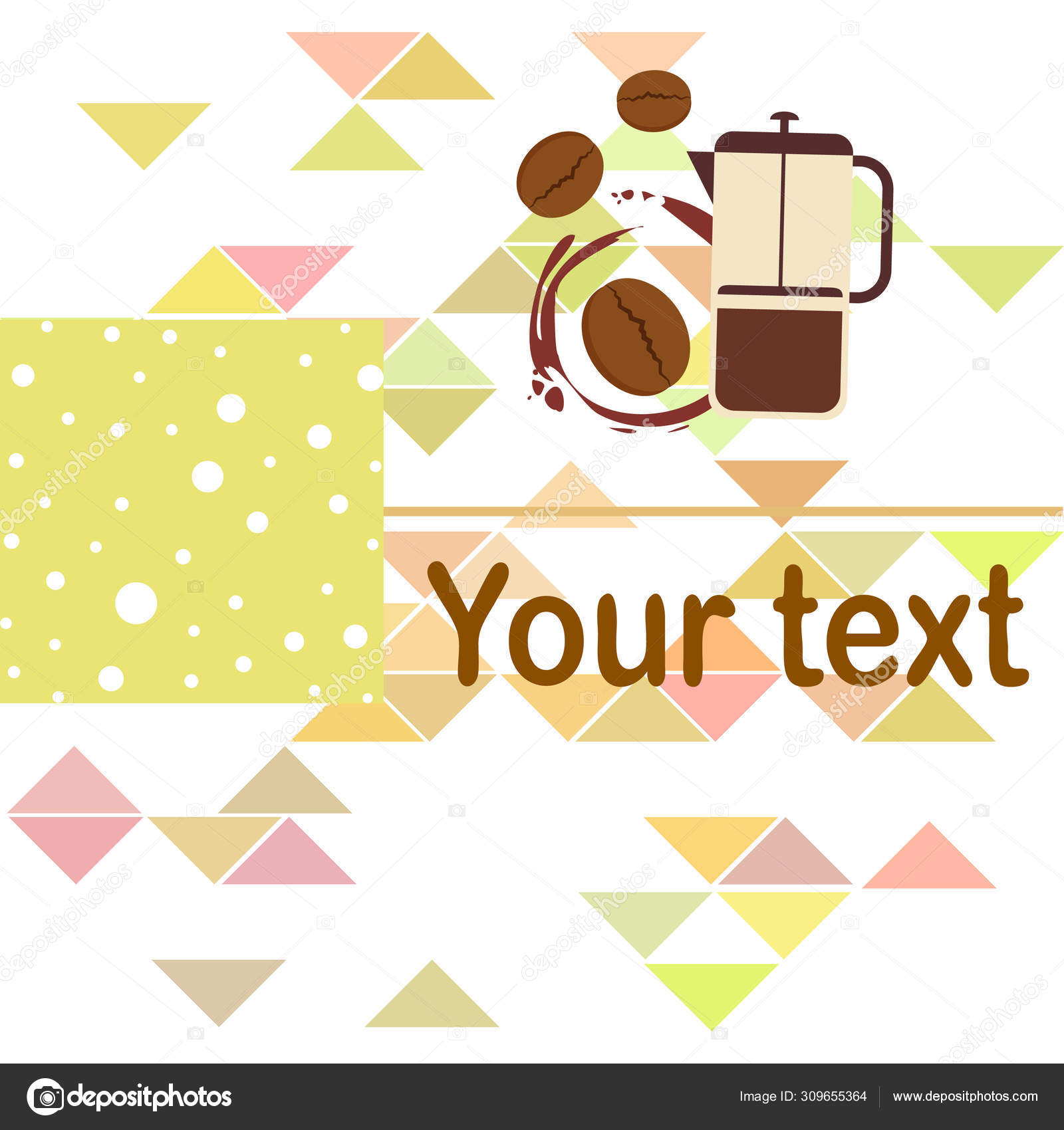 French press coffee, coffee beans, spilled coffee, vector illustration ...