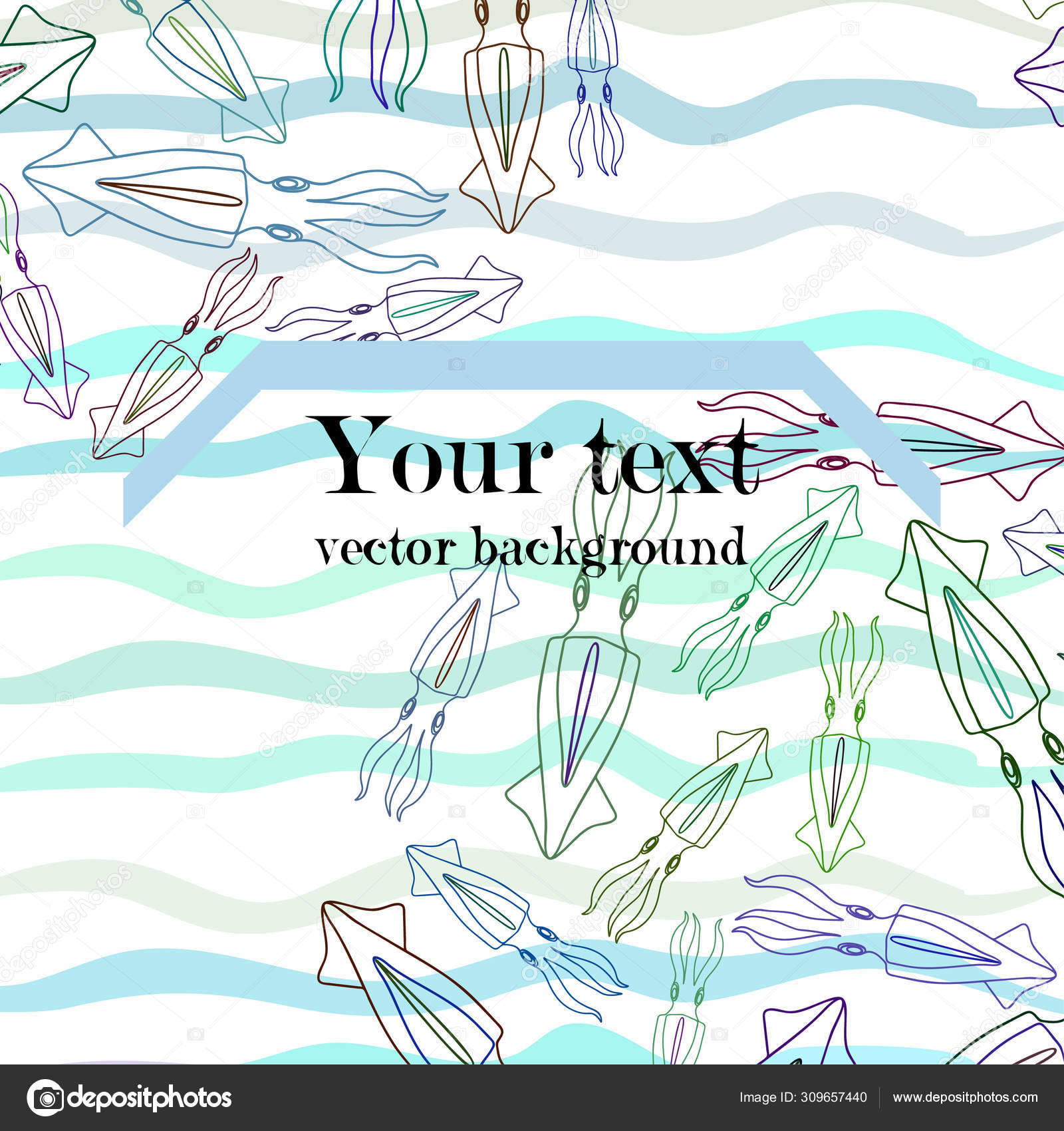 Squid fresh seafood. Vector backgroung. Food and restaurant design ...