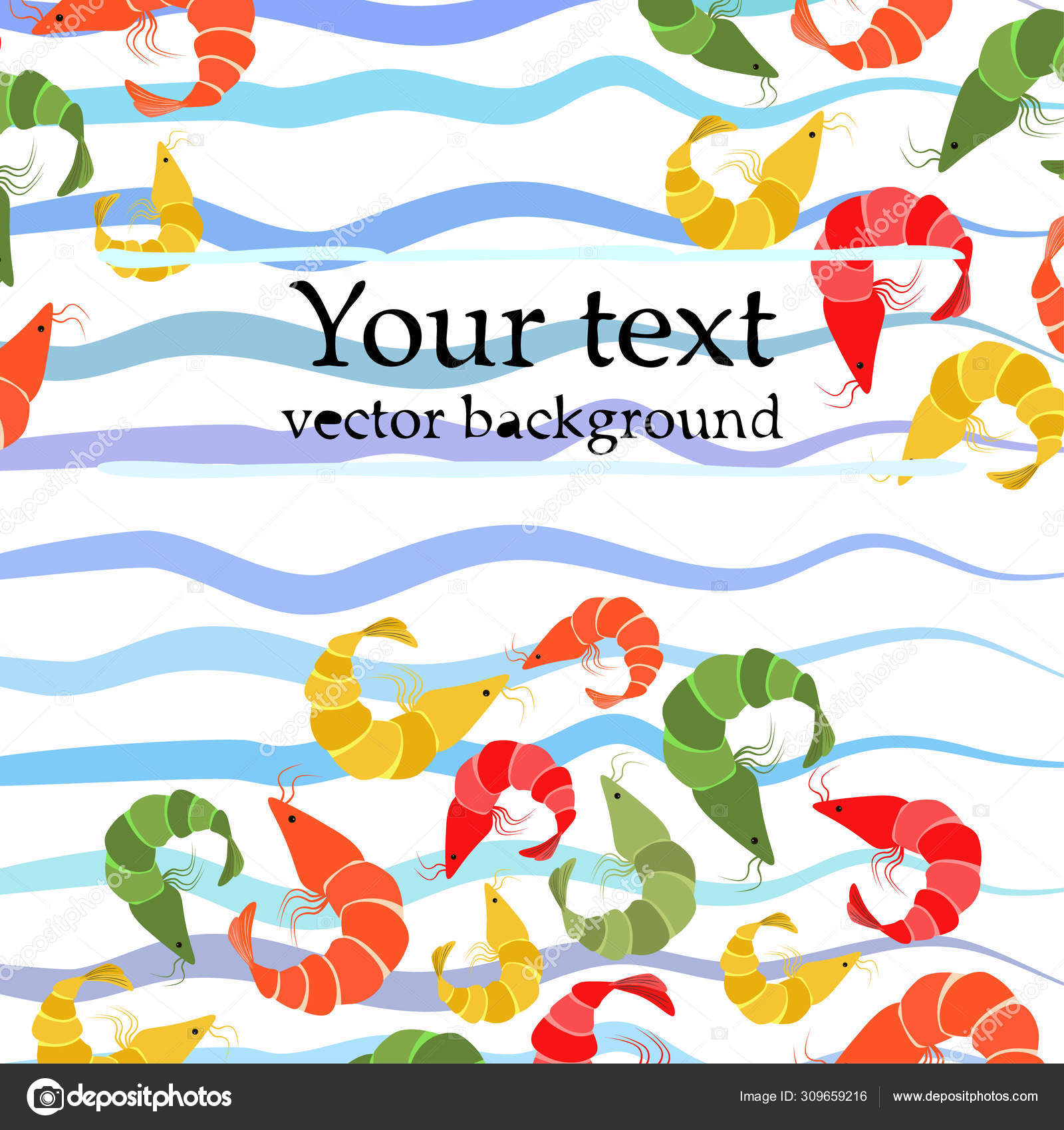 Shrimp fresh seafood. Vector backgroung. Food and restaurant design ...