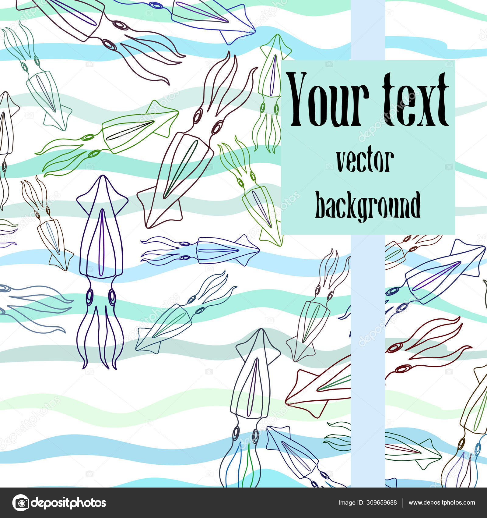 Squid fresh seafood. Vector backgroung. Food and restaurant design ...