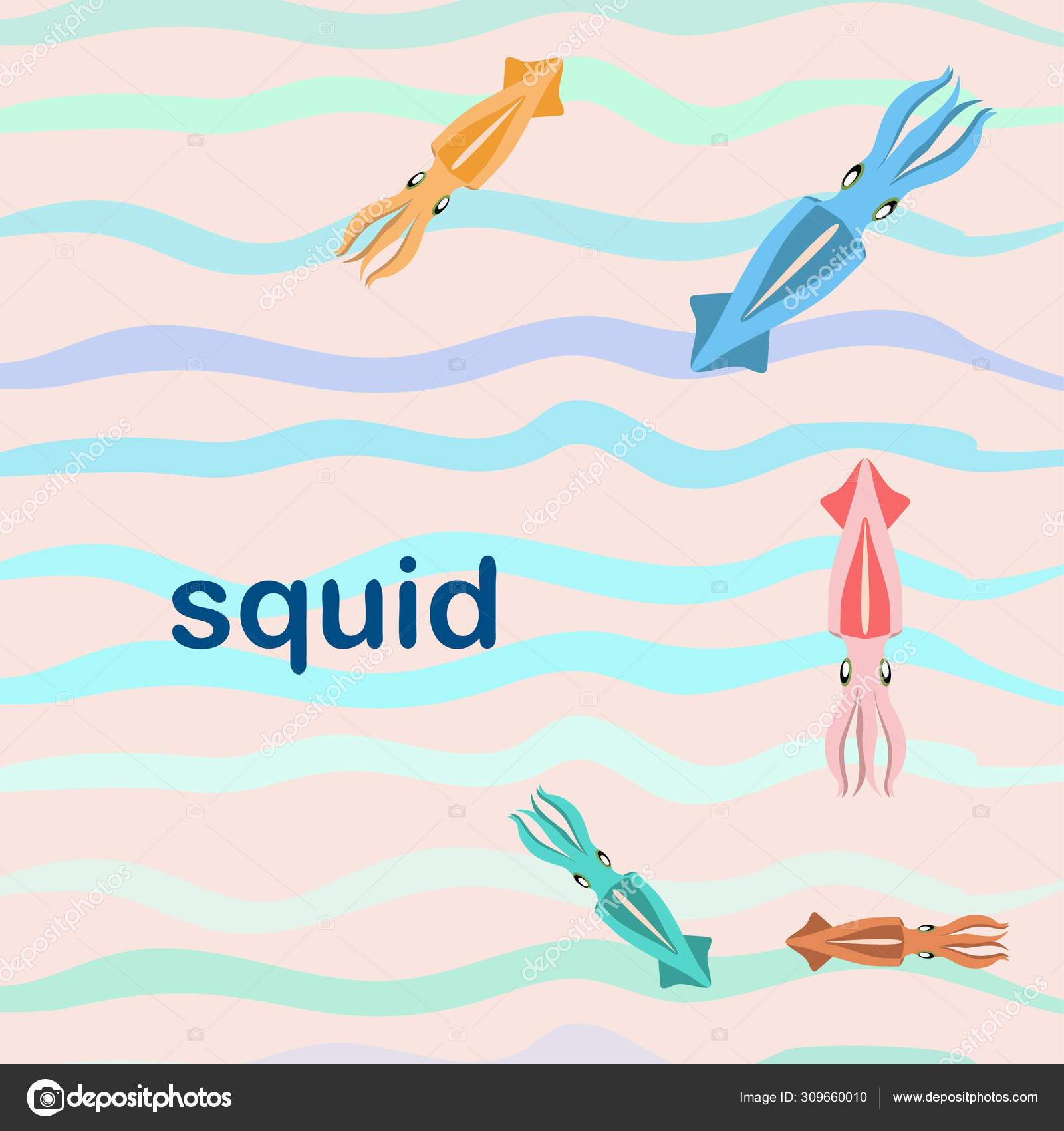 Marisco fresco de lula. Vector backgroung. Design de comida e ...