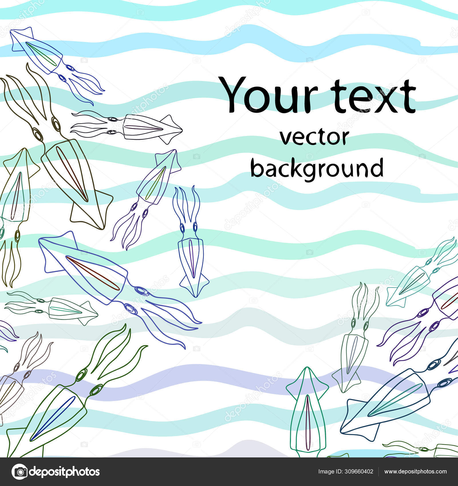 Squid fresh seafood. Vector backgroung. Food and restaurant design ...