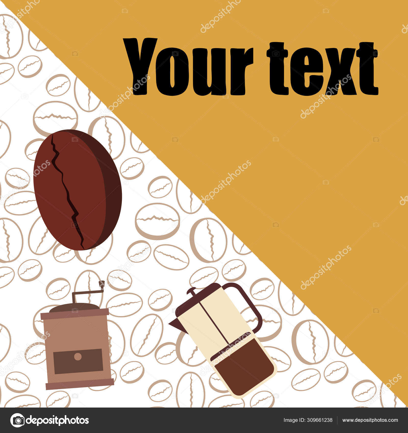 Coffee bean, coffee grinder, french press. Design elements for a cafe ...