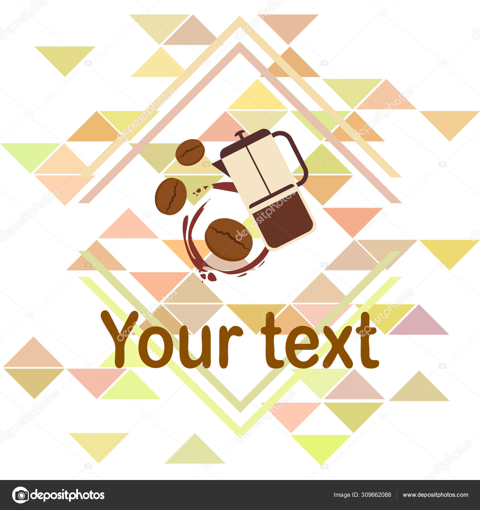 French press coffee, coffee beans, spilled coffee, vector illustration ...