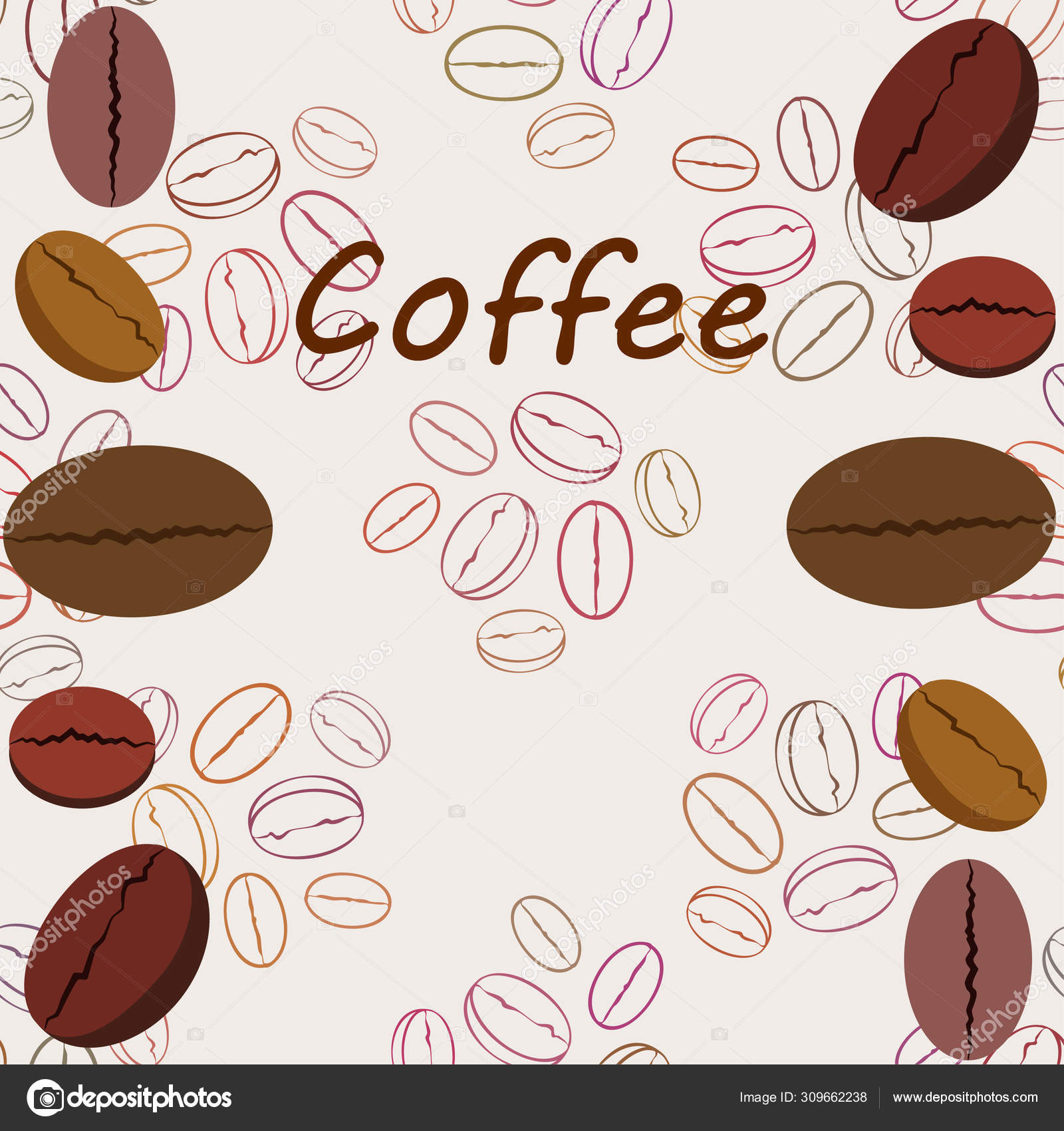 Coffee grains. Drinks menu for restaurant, vector background. Stock ...