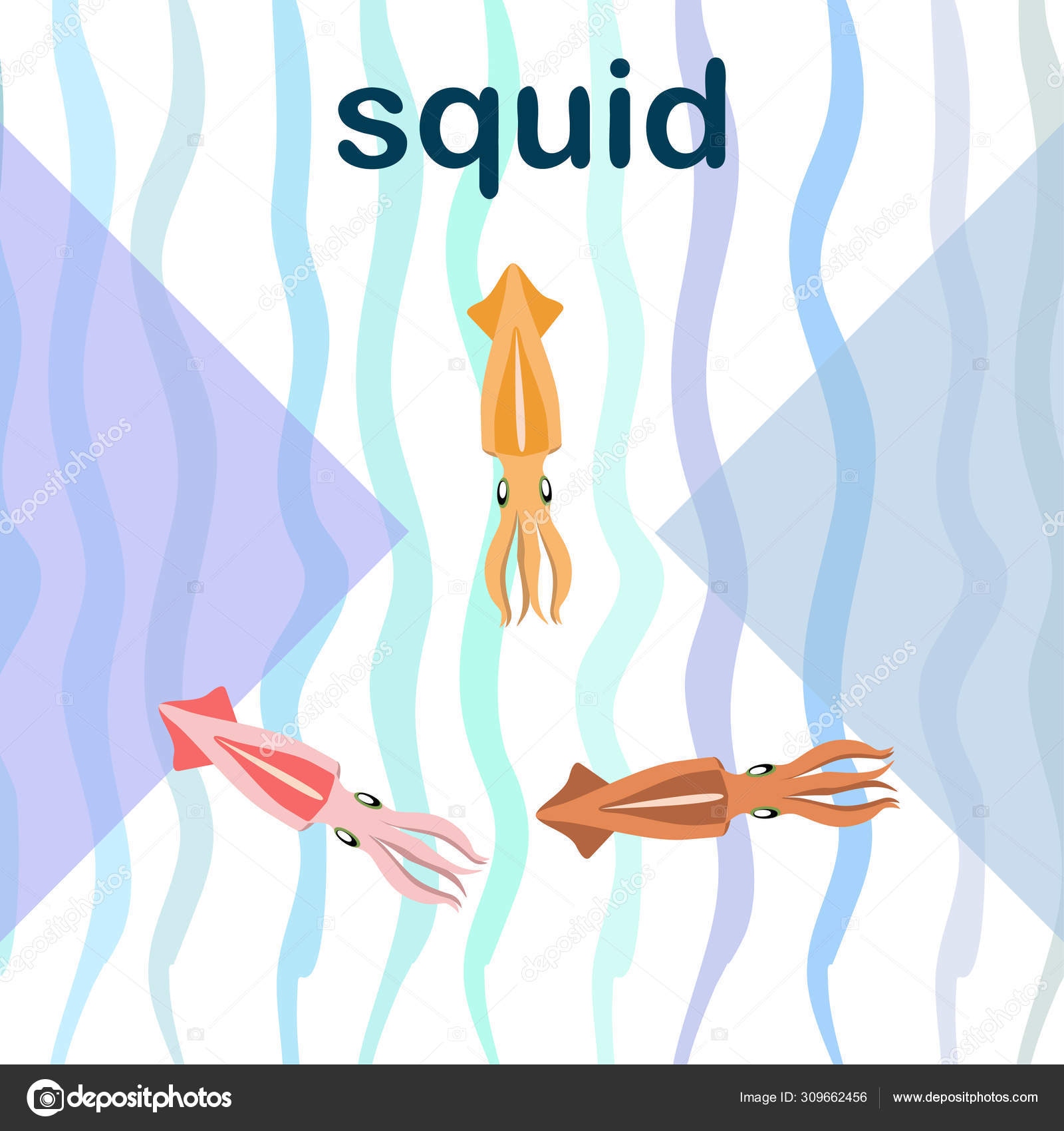 Squid fresh seafood. Vector backgroung. Food and restaurant design ...