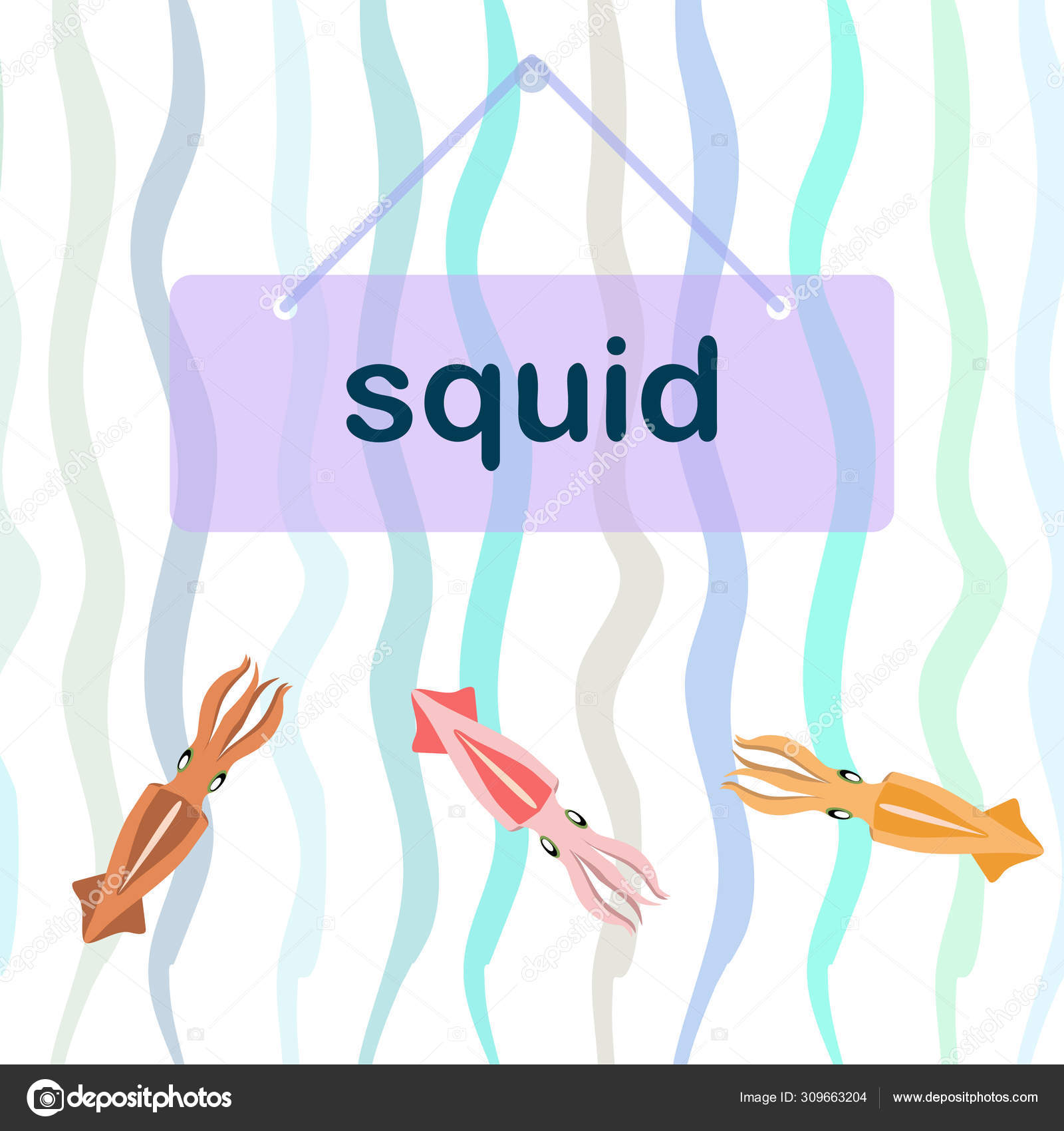 Squid fresh seafood. Vector backgroung. Food and restaurant design ...