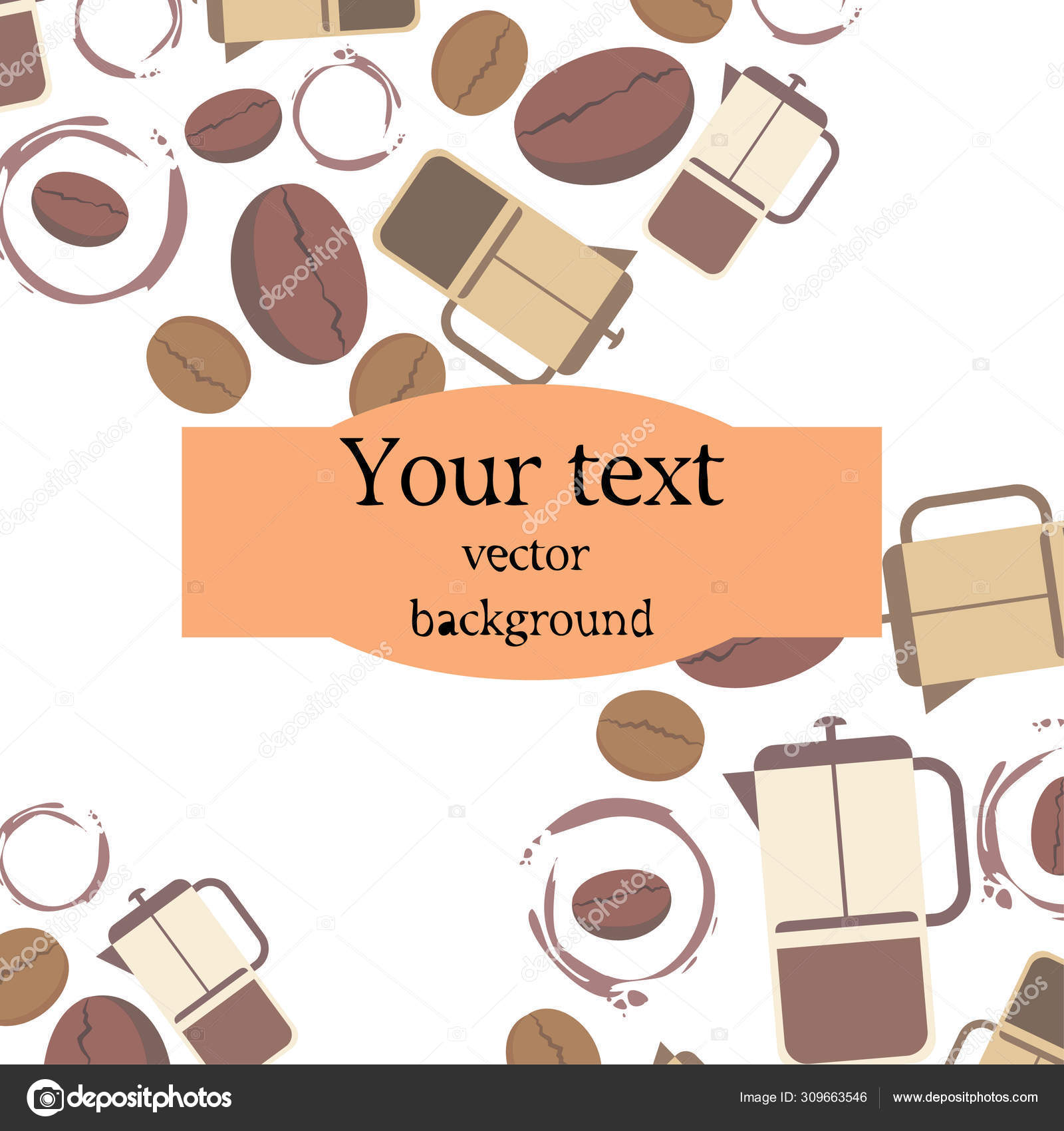 French press coffee, coffee beans, spilled coffee, vector illustration ...