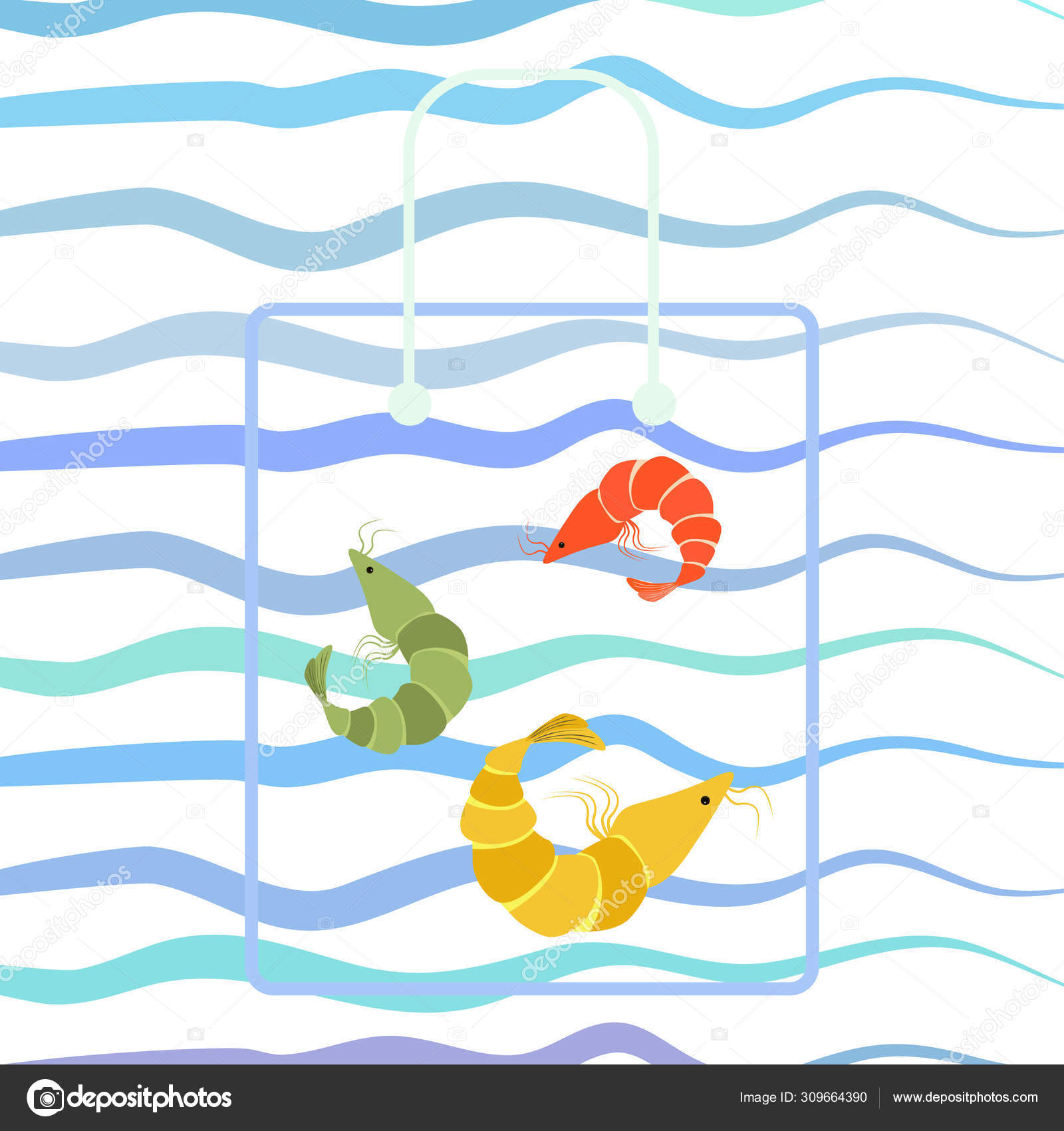 Shrimp fresh seafood. Vector backgroung. Food and restaurant design ...