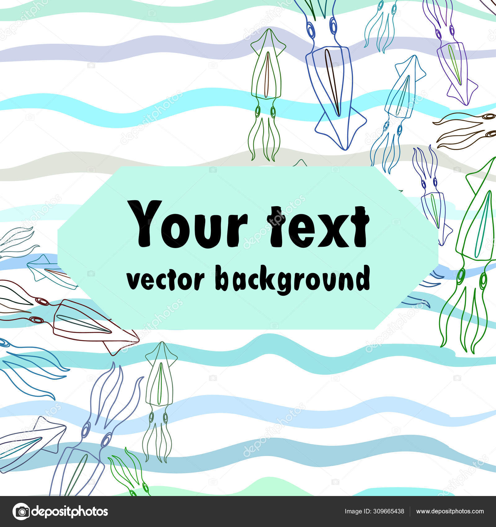 Squid fresh seafood. Vector backgroung. Food and restaurant design ...