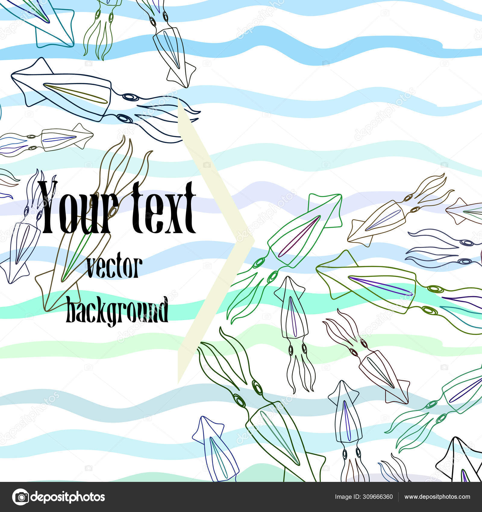 Squid fresh seafood. Vector backgroung. Food and restaurant design ...