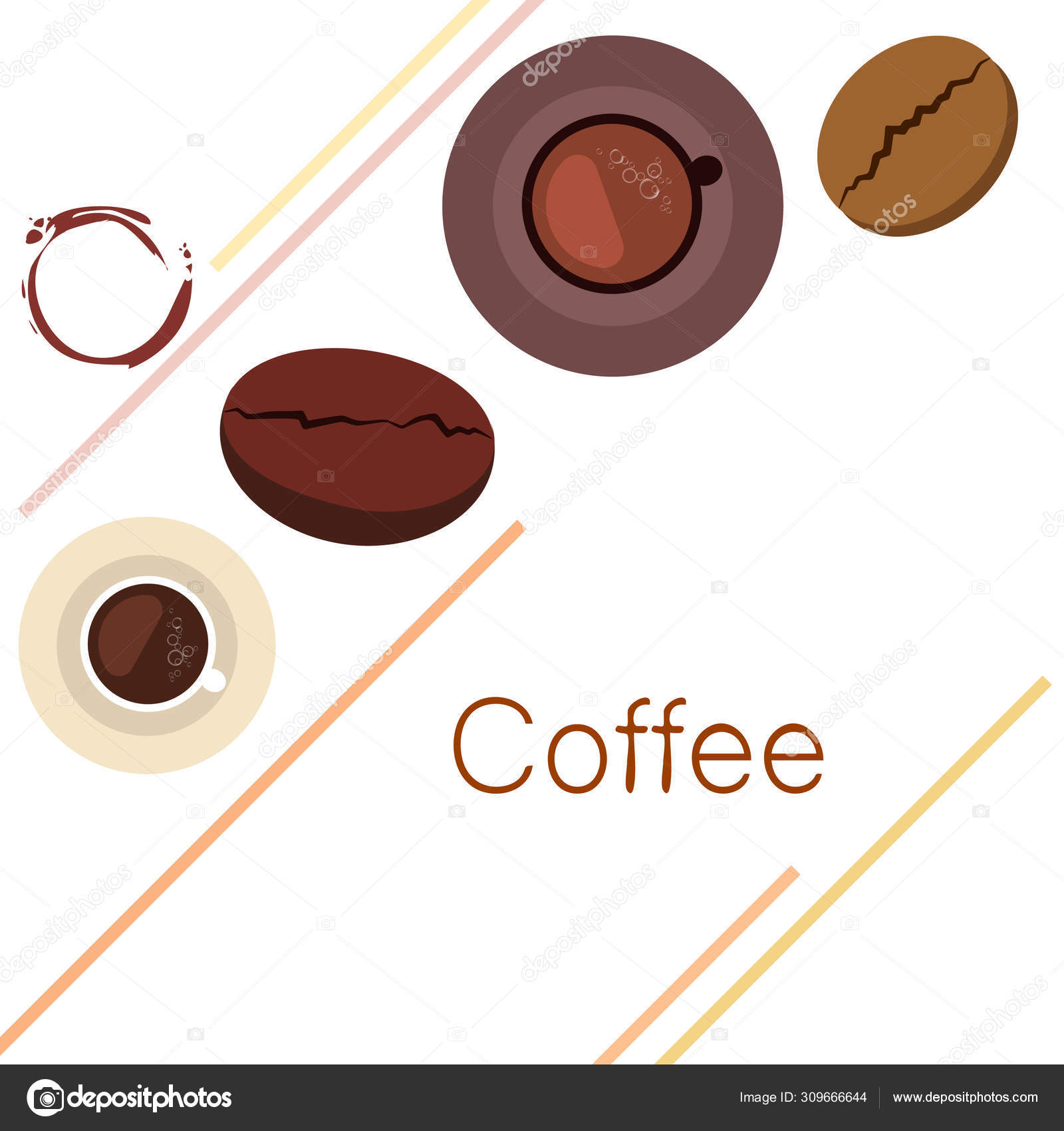 Coffee cup, coffee grains, breakfast concept. Drinks menu for ...