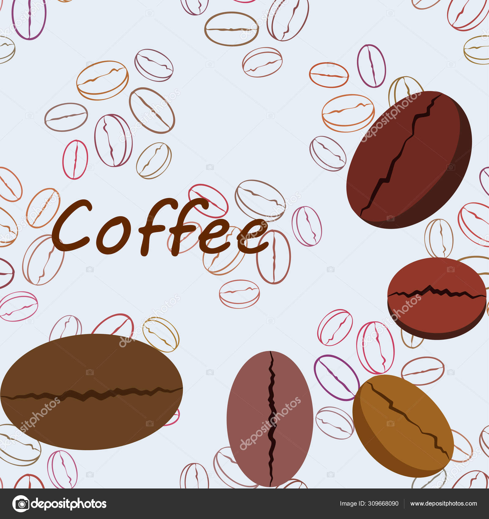 Coffee grains. Drinks menu for restaurant, vector background. Stock ...
